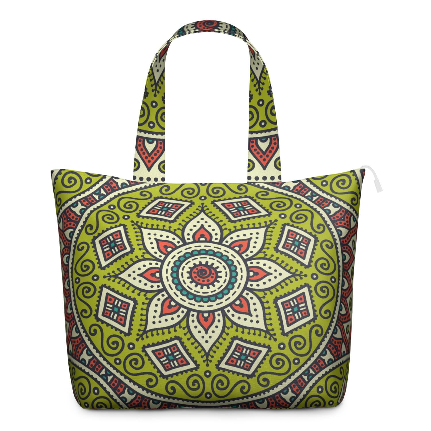 Mandala Pattern Travel Tote Bag - Large Capacity Weekender with Zipper ...
