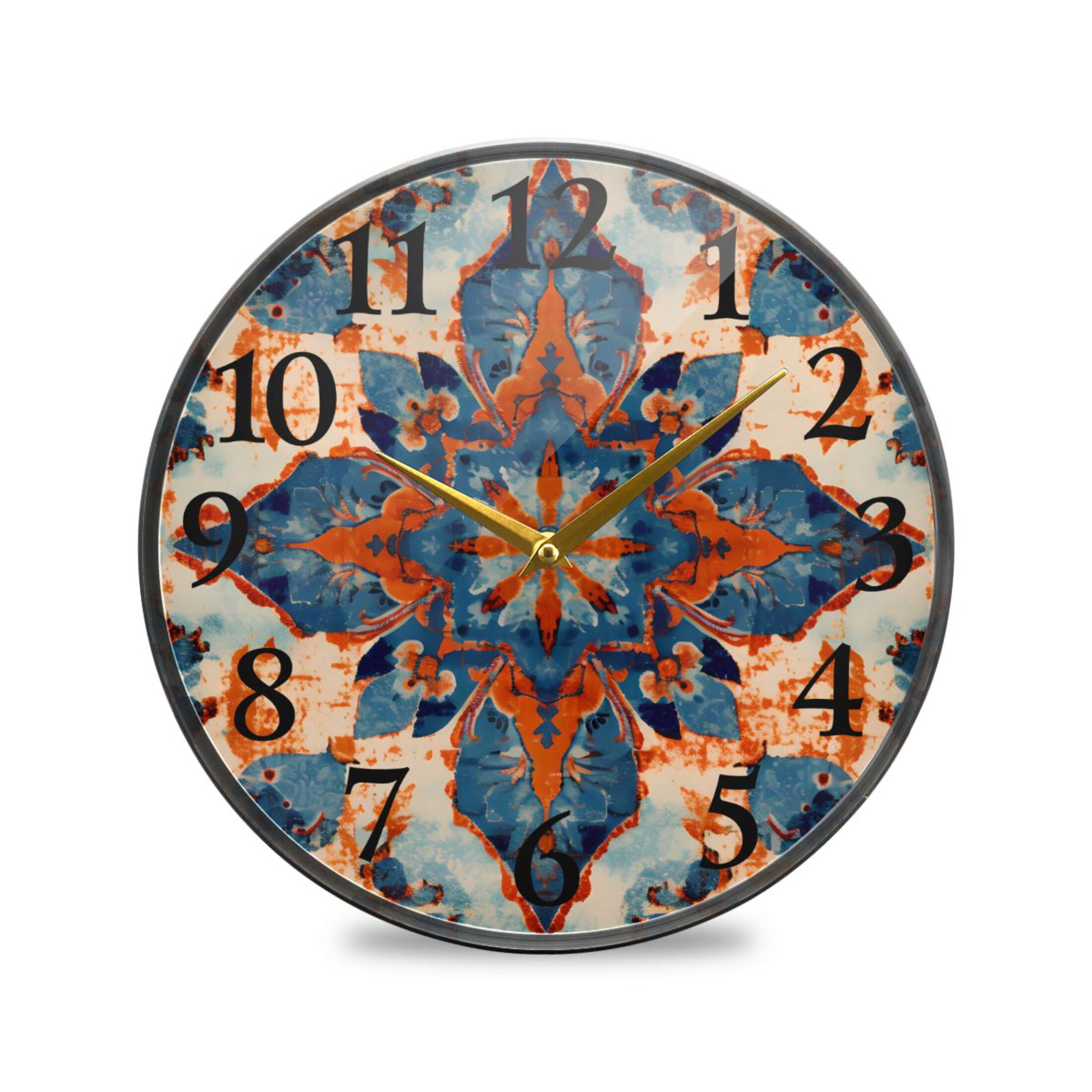 Mandala Pattern Wall Clocks Battery Operated 9.5 Inch Round Clock Acrylic Silent Non-Ticking ...