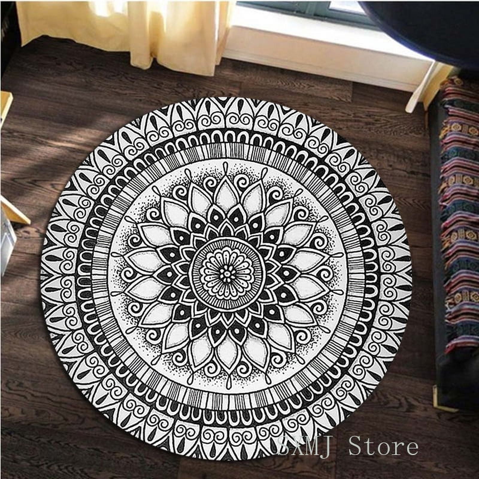 Mandala Round Area Rug Carpet Religion Paisley Floral Sofa Foot Pad ...