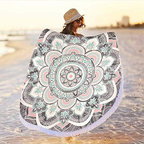 Mandala Round Boho Beach Towel Blanket, Oversized Microfiber Hippie ...