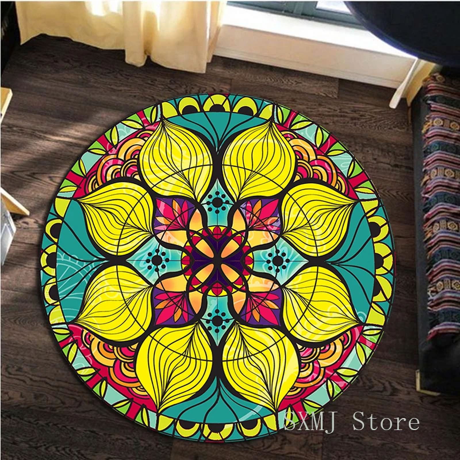 Mandala Round Carpet Area Rug Floor Mats Side Table Sofa Foot Pad Chair ...