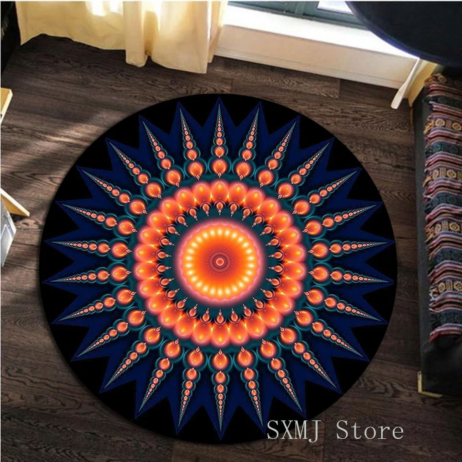 Mandala Round Rug Area Carpet Flower Women Mats Side Table Sofa Foot ...