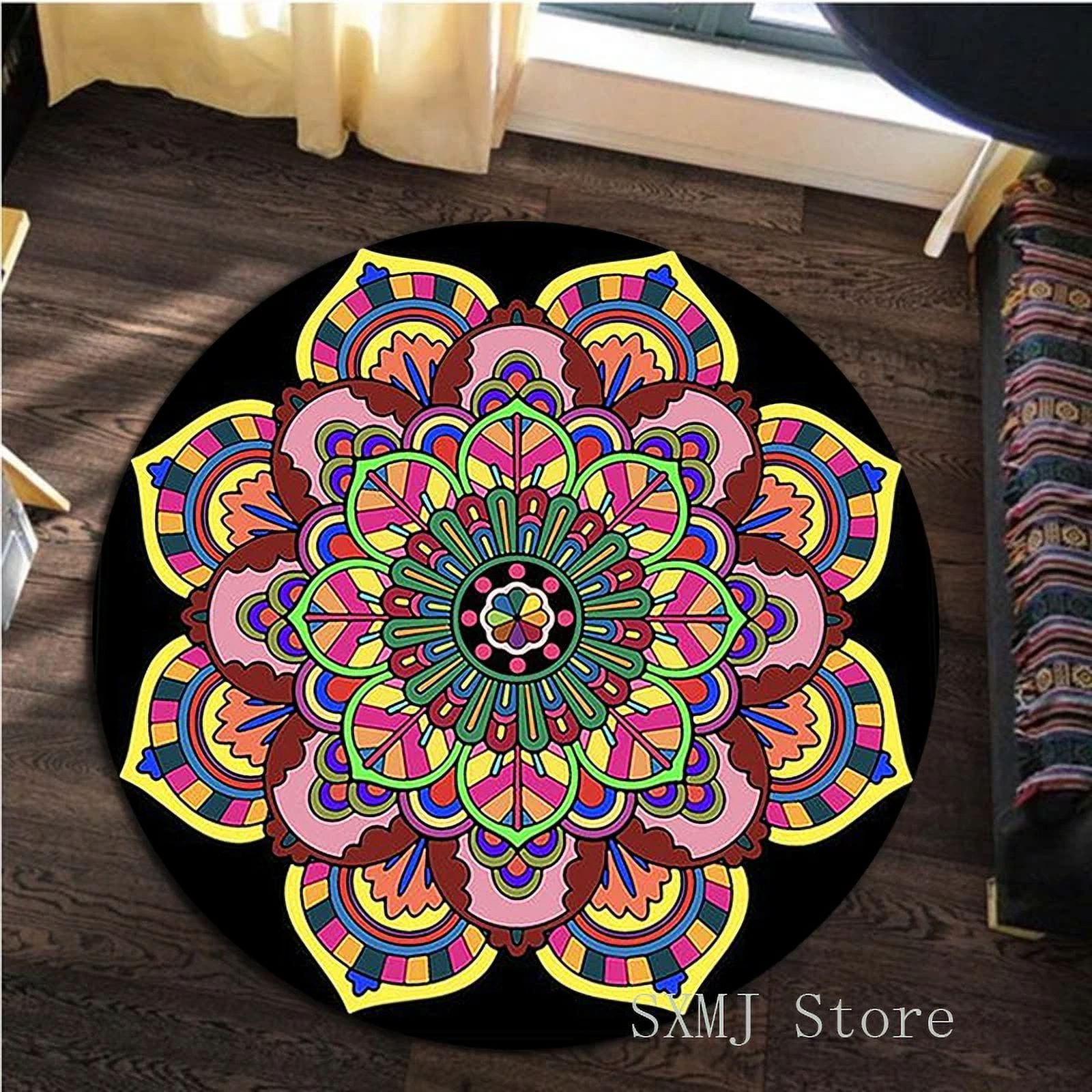 Mandala Round Rug Area Carpet Flower Women Mats Side Table Sofa Foot ...