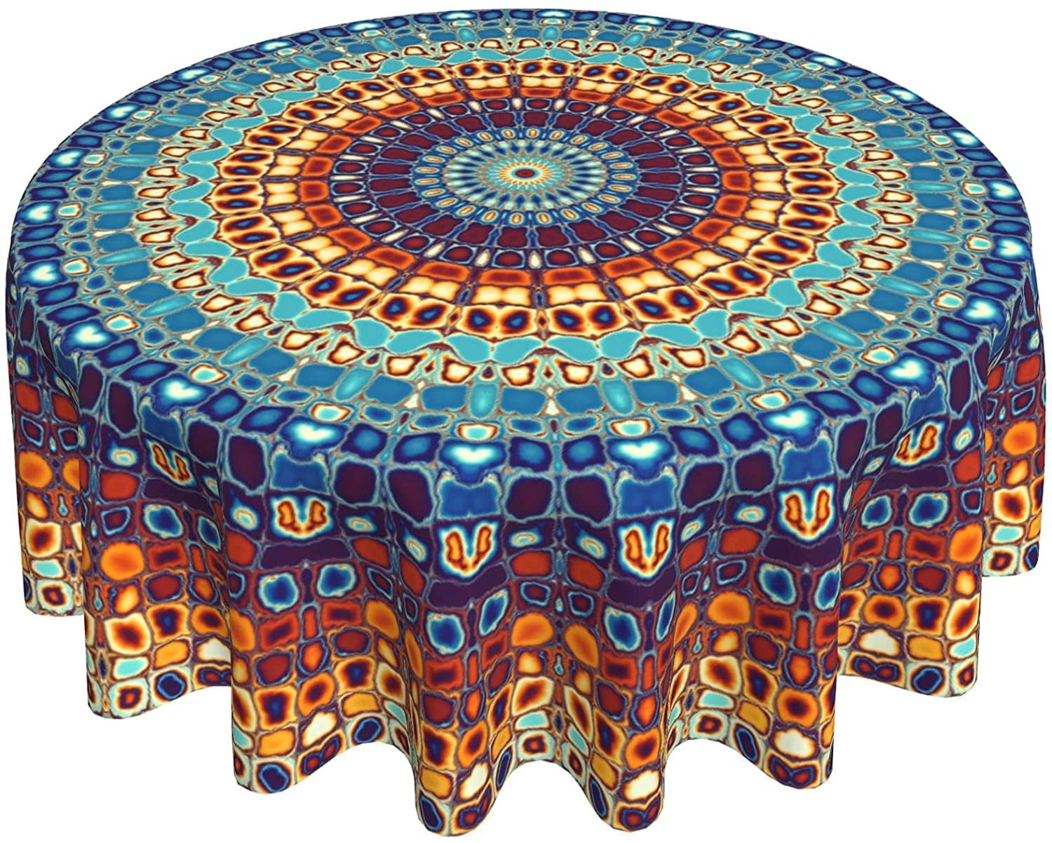 Mandala Round Tablecloth 60 Inch Colorful Boho Table Cloth Reusable ...
