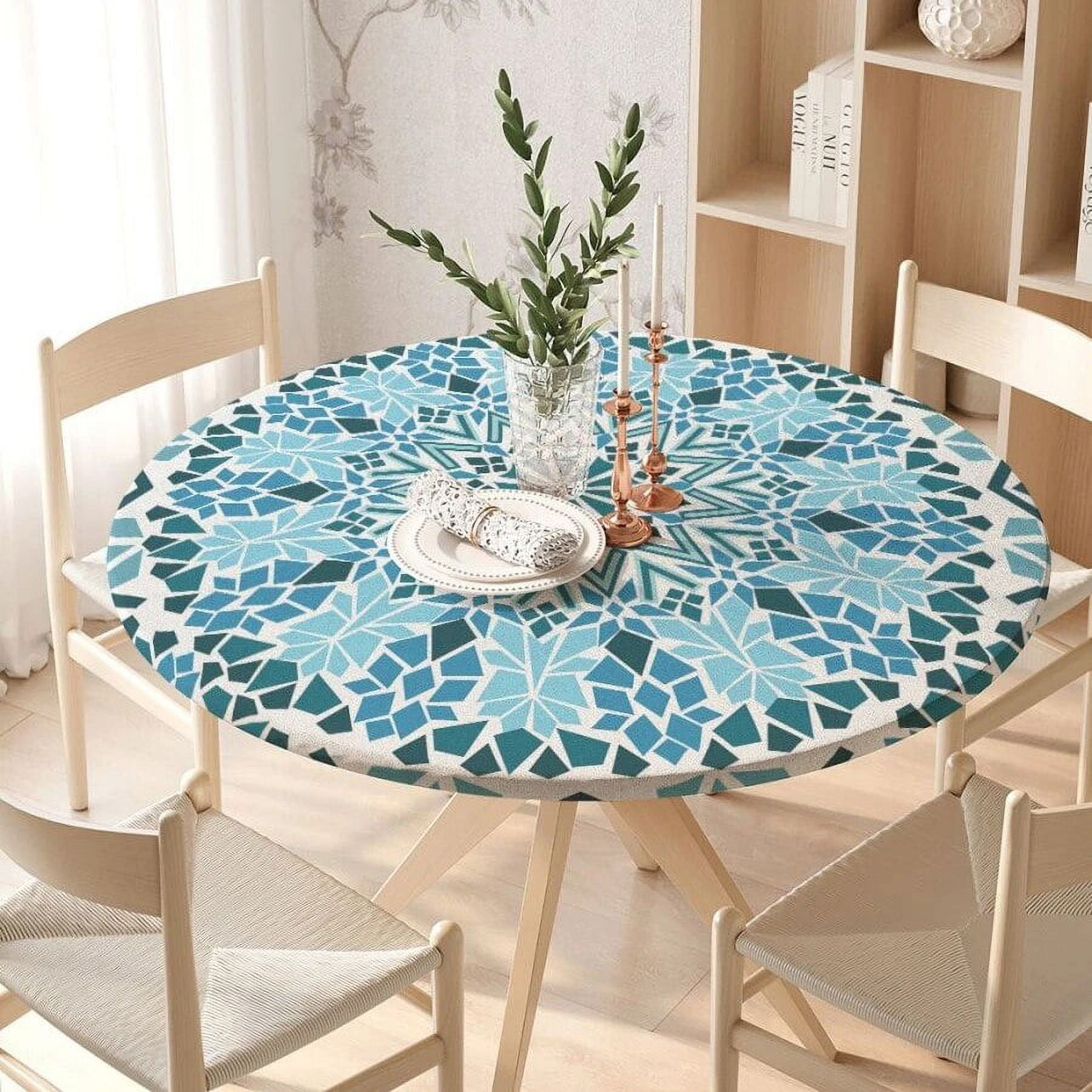 Mandala Round Tableclothes for Dining Table Boho Pattern Fitted Table ...