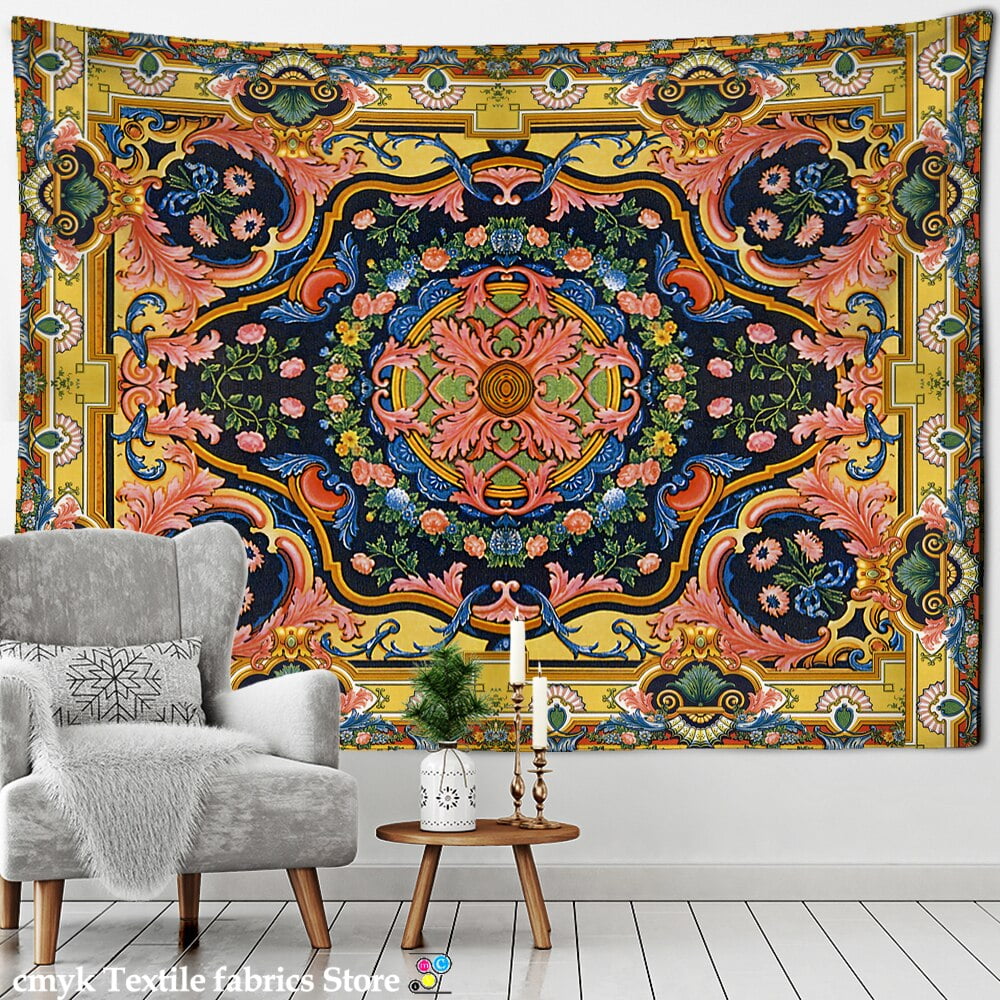 Mandala Rug Pattern Tapestry Wall Hanging Boho Aesthetic Room Tapiz ...