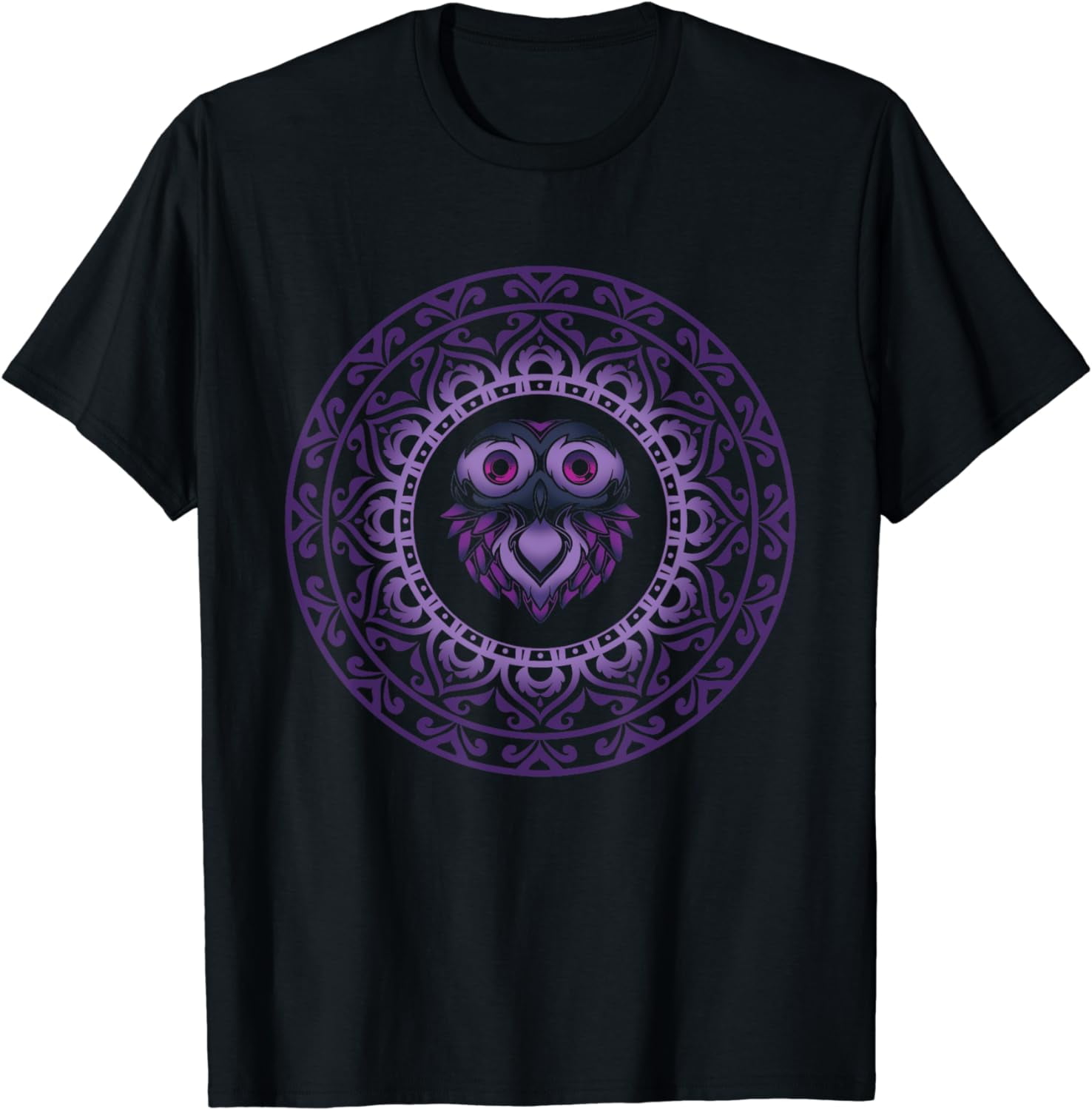 Mandala Sacred Geometry Forest Bird Wildlife Animal Owl T-Shirt ...