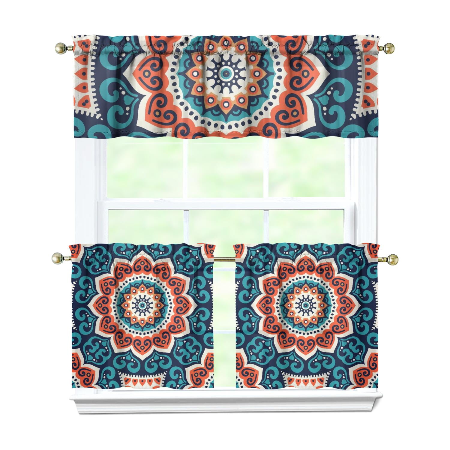 Mandala Series Curtain Panels - Triple Layer Mandala Drapes with 80% Room Darkening, Bohemian ...