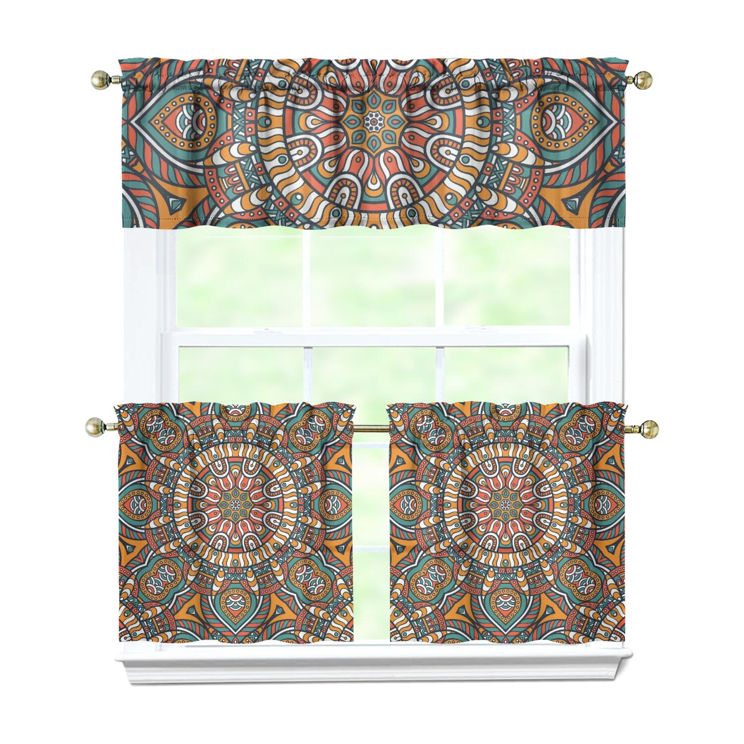 Mandala Series Curtain Panels - Triple Layer Mandala Drapes with 80% ...