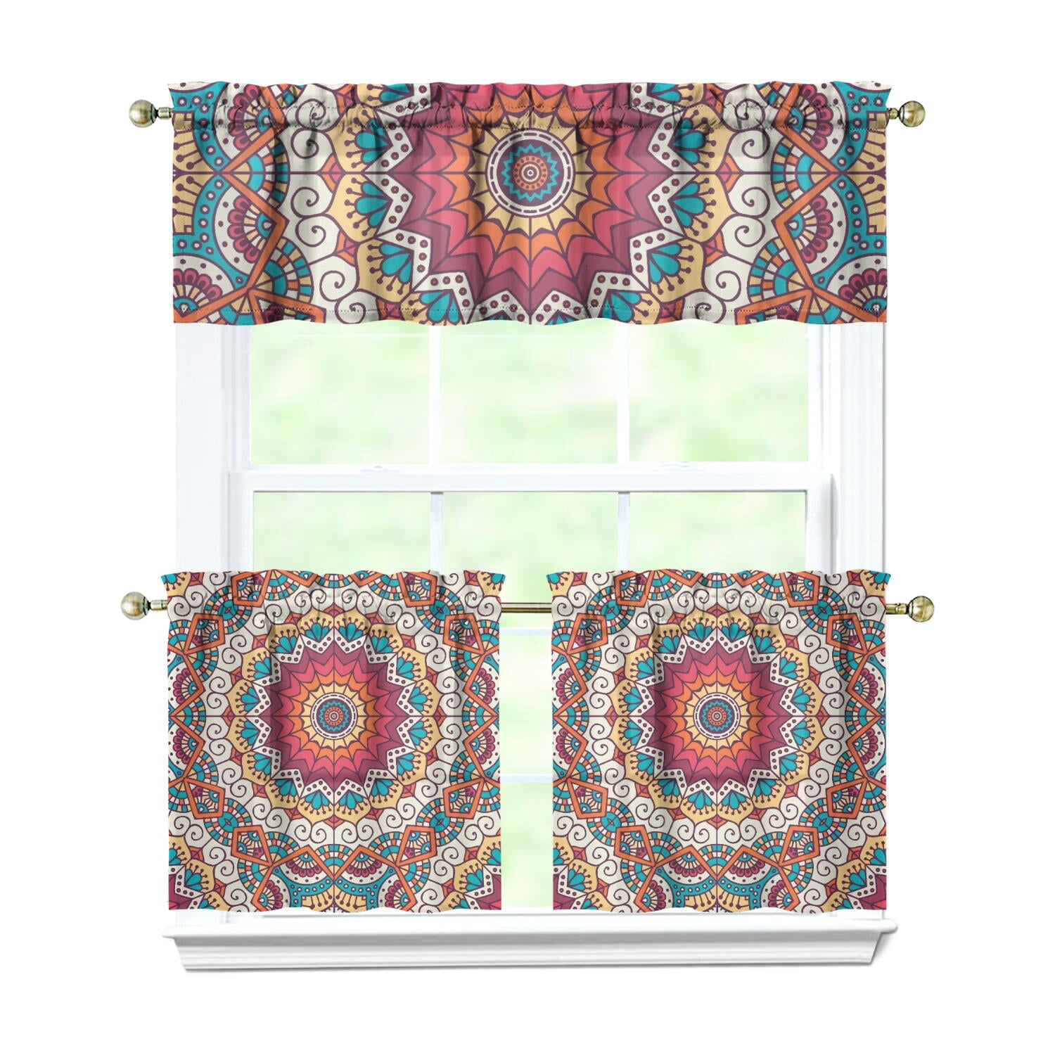 Mandala Series Curtain Panels - Triple Layer Mandala Drapes with 80% ...