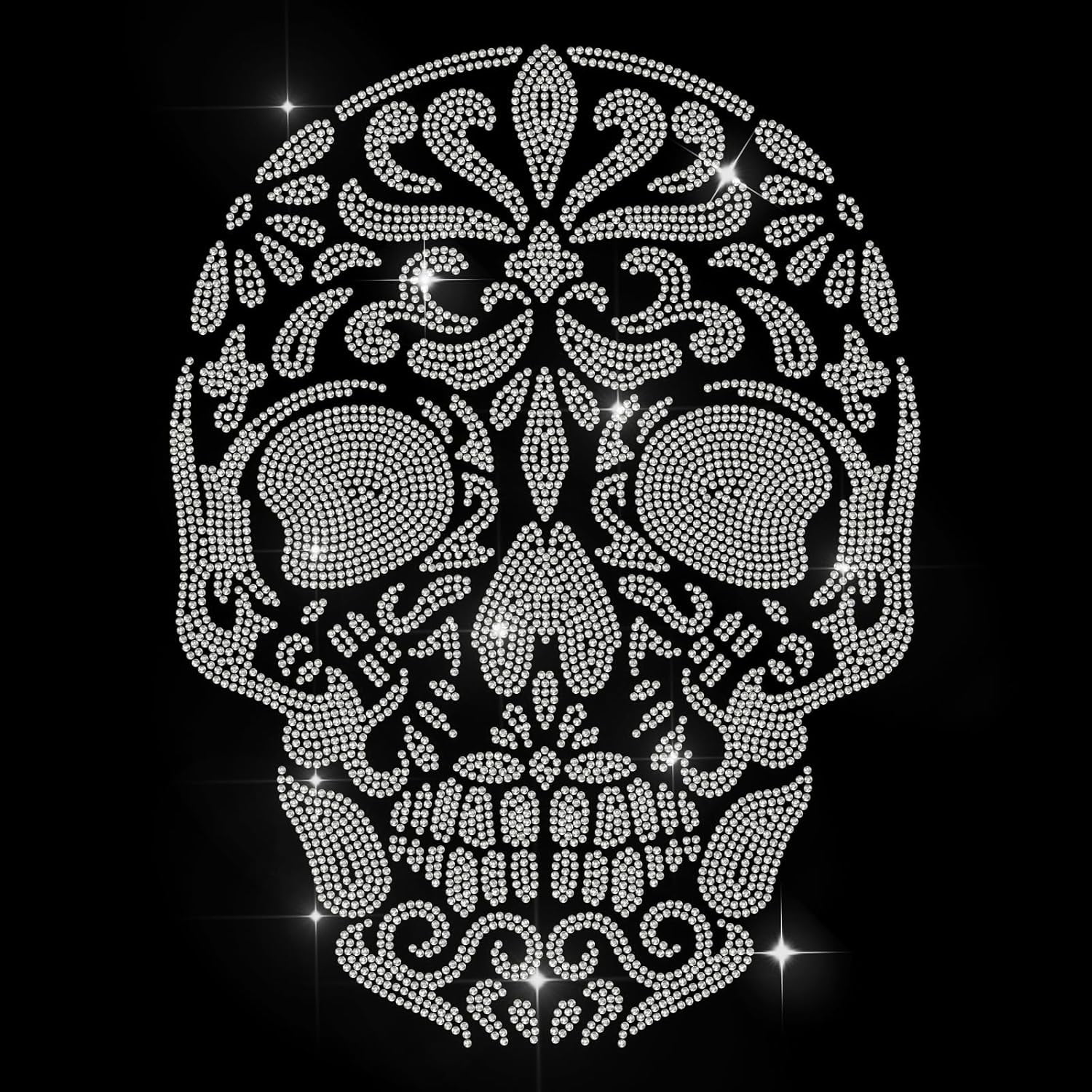 Mandala Skull Rhinestone Iron on Hotfix Rhinestone Mexican Skull ...