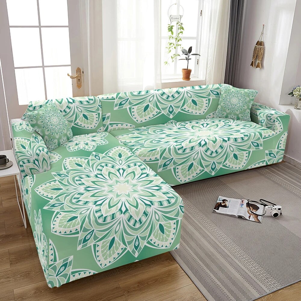 Mandala Sofa Cover Stretch 3D Flower Printed Elastic Couch Cover ...