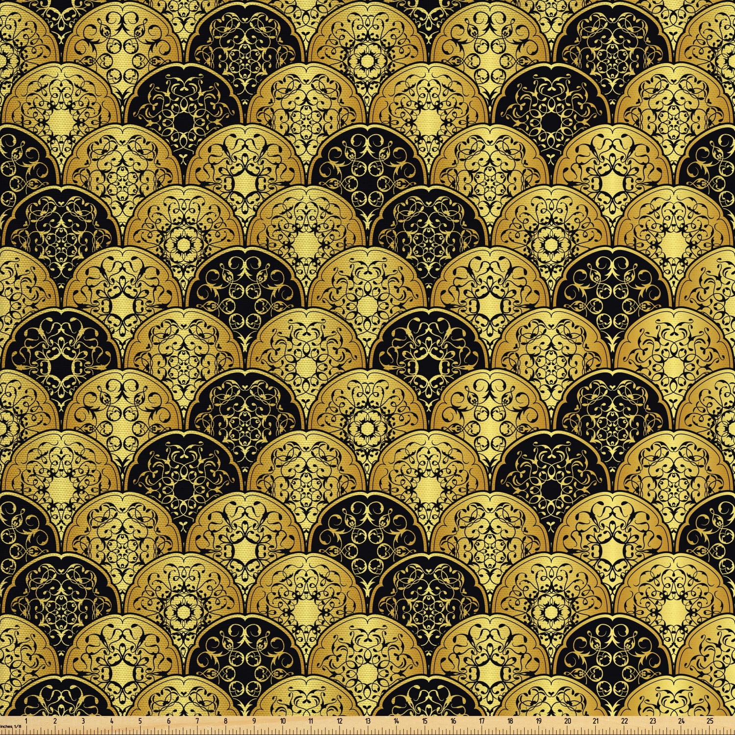 Ambesonne Mandala Fabric by the Yard Upholstery, Scale Style Circles ...