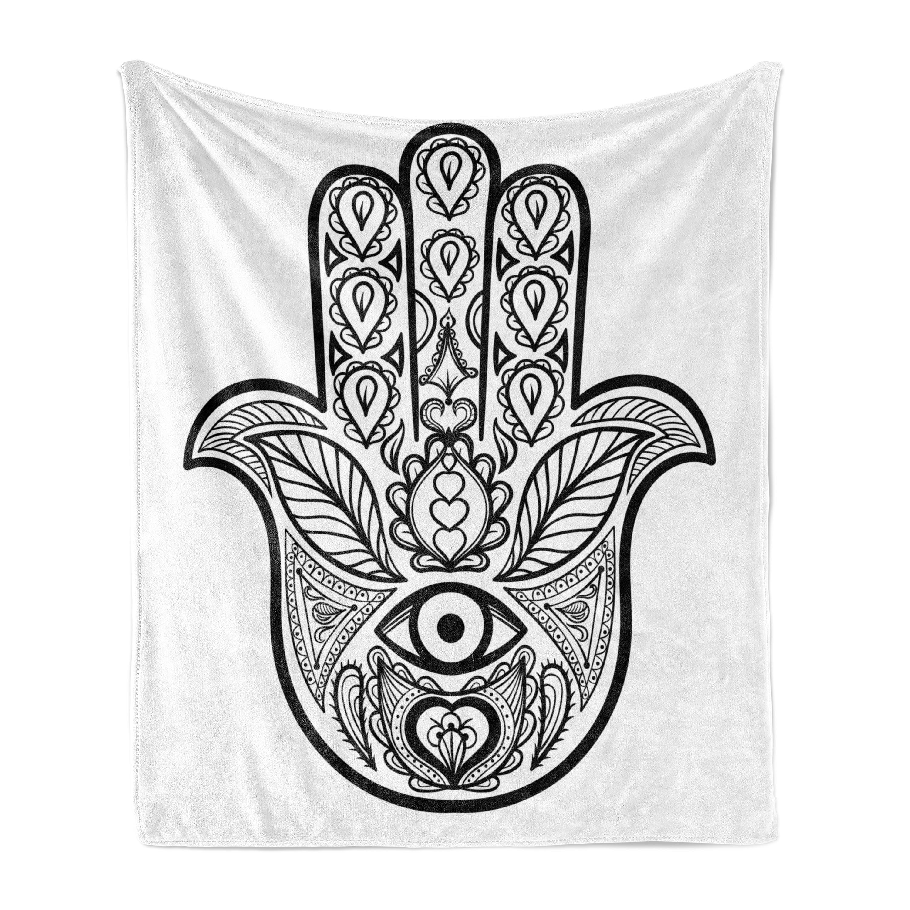 Mandala Soft Flannel Fleece Throw Blanket, Hamsa Hand Inner Eye Image ...
