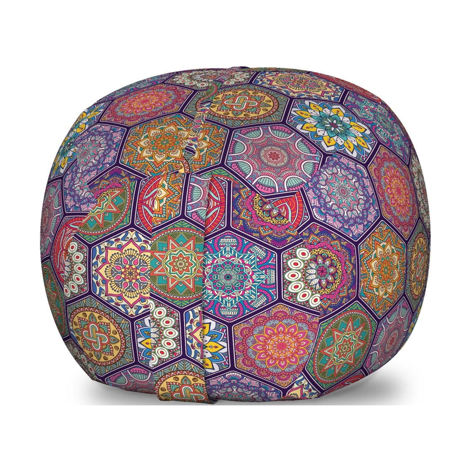 Mandala Storage Toy Bag Chair, Hexagonal Pattern with Orient Cultural ...
