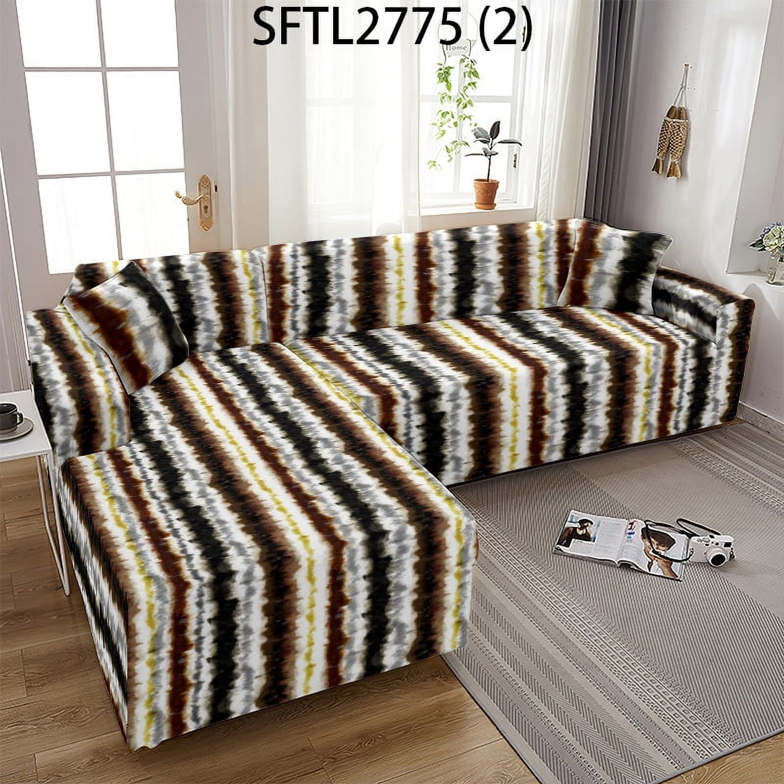 Mandala Stripe Pattern Elastic Sofa Cover Square Geometry Stretch Sofa ...