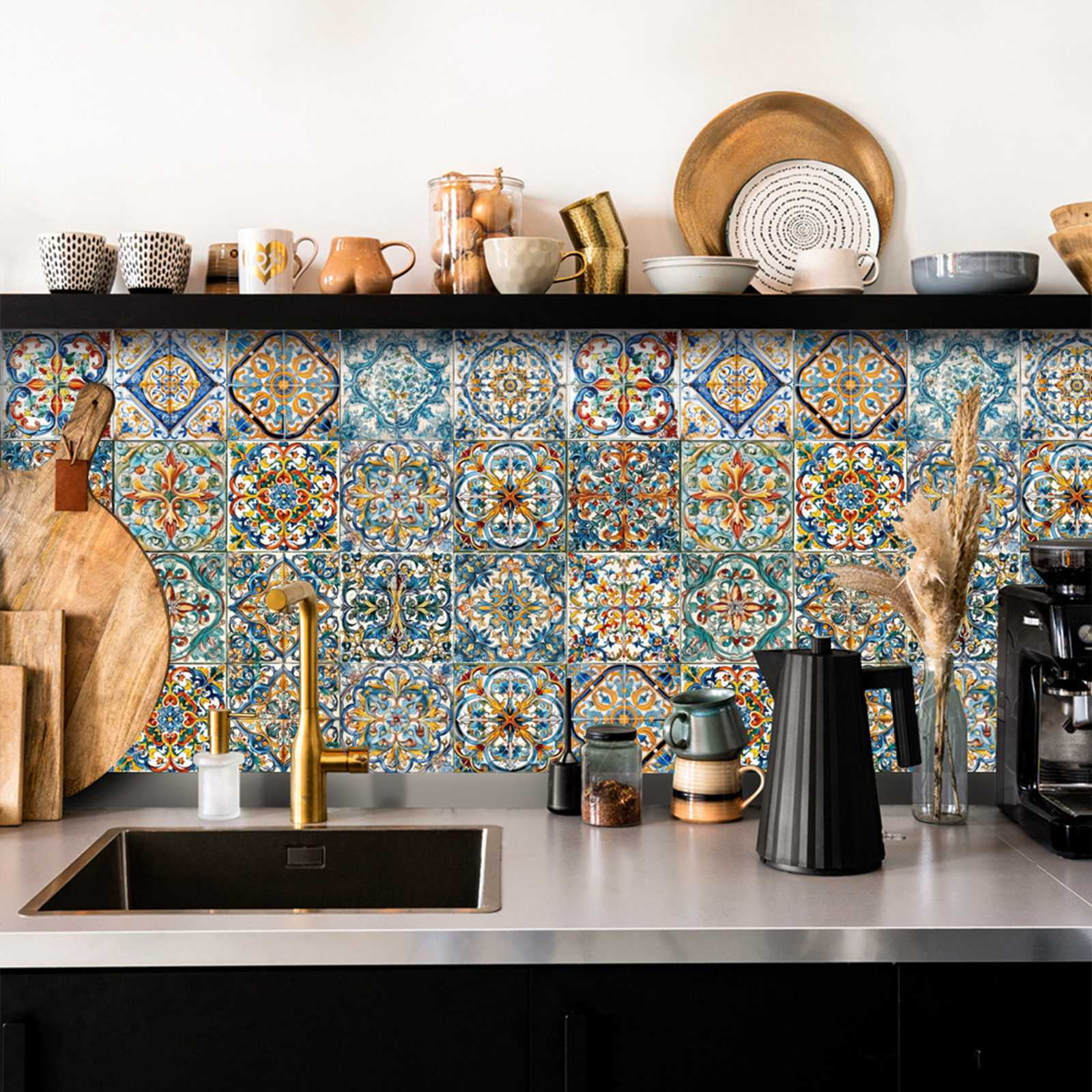 Mandala Style 24 Pcs (6x6 in) Decorative Tile Stickers, Peel and Stick ...