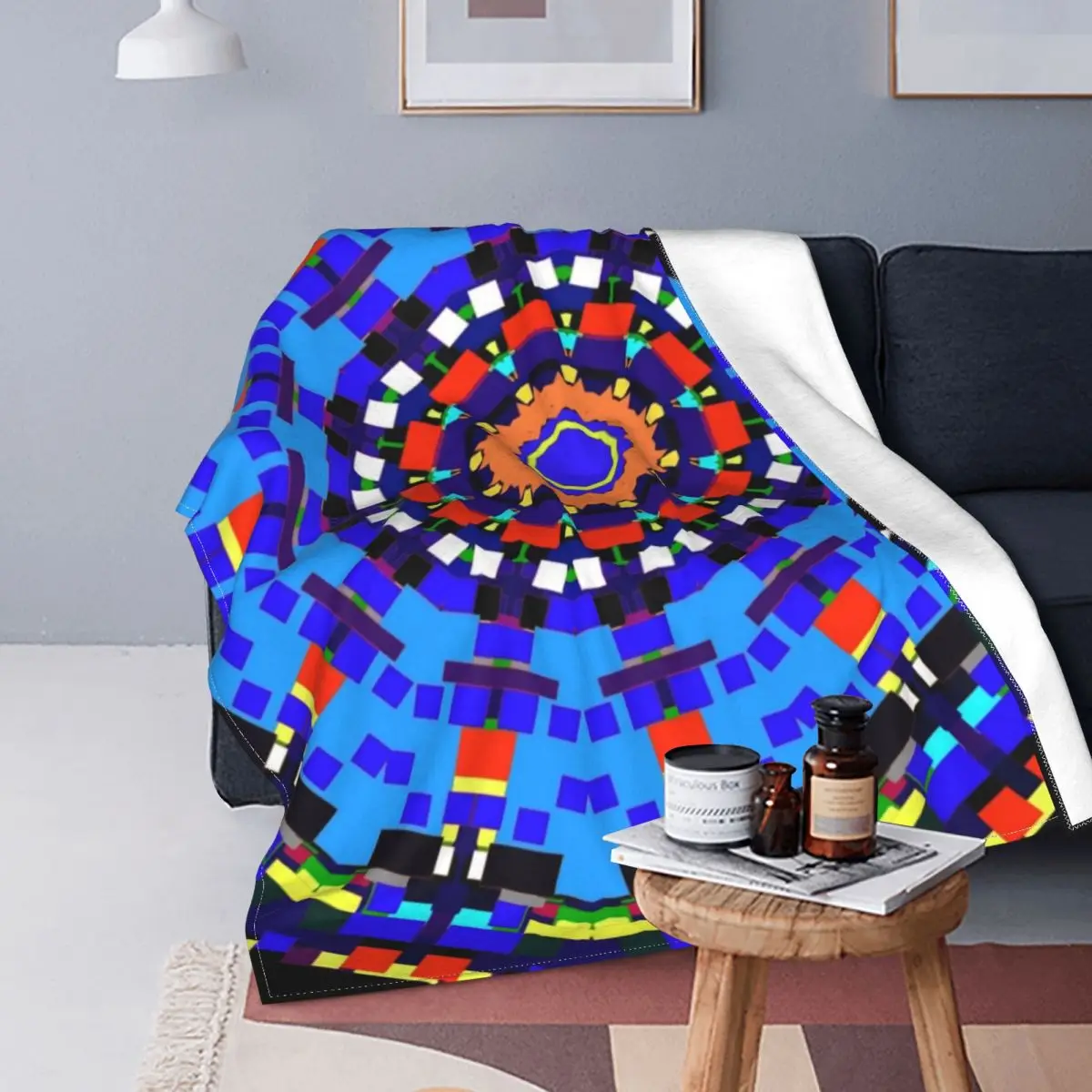 Mandala Style Art Theme Flannel Throw Blanket Abstract Peacock ...