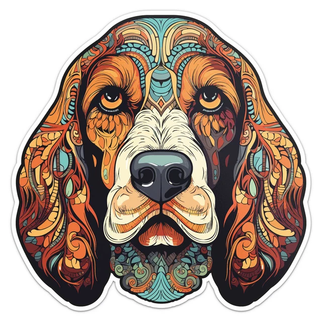 Mandala Style Bassett Hound Dog Sticker Phone Decal Water Bottle ...