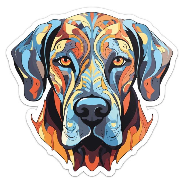 Mandala Style Great Dane Dog Sticker Phone Decal Water Bottle Stickers ...