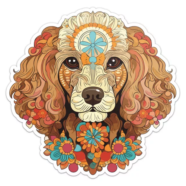 Mandala Style Poodle Dog Sticker Phone Decal Water Bottle Stickers Car ...