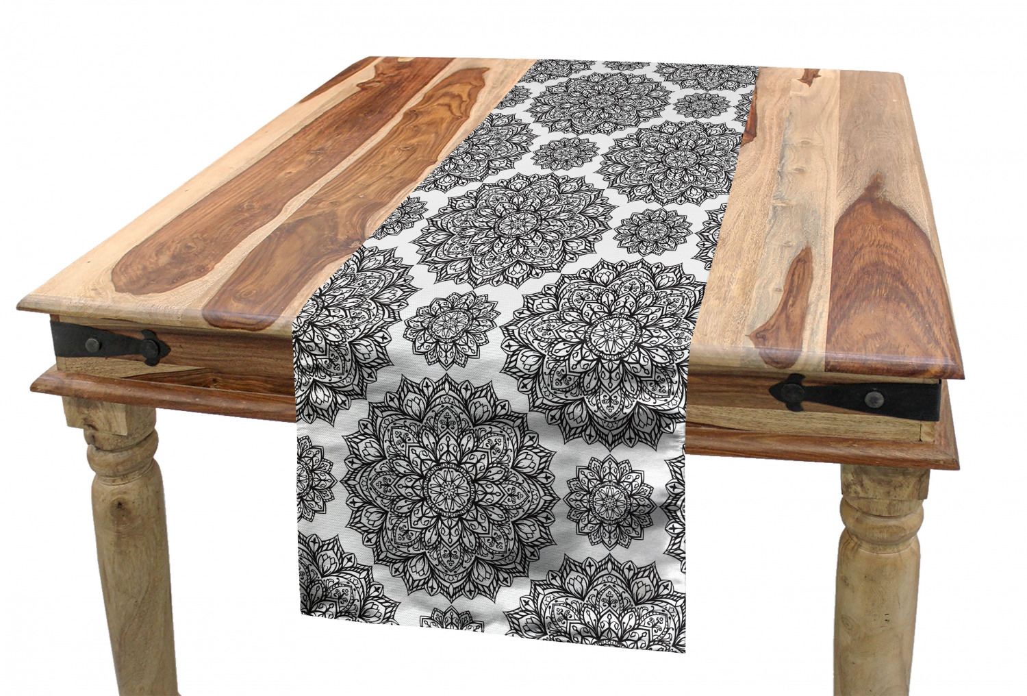Mandala Table Runner, Symmetrical Oriental Mandala Pattern Lace Like ...