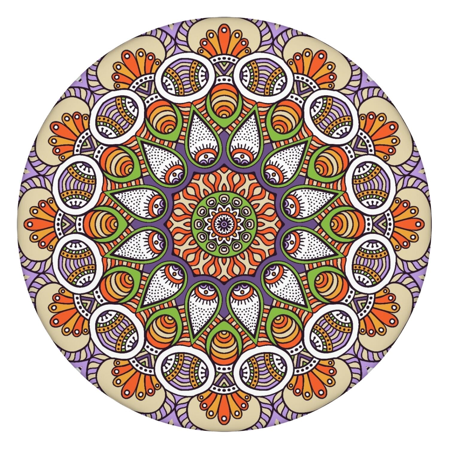 Mandala Tablecloth Boho Folk Design Waterproof Elastic Round Cover with ...