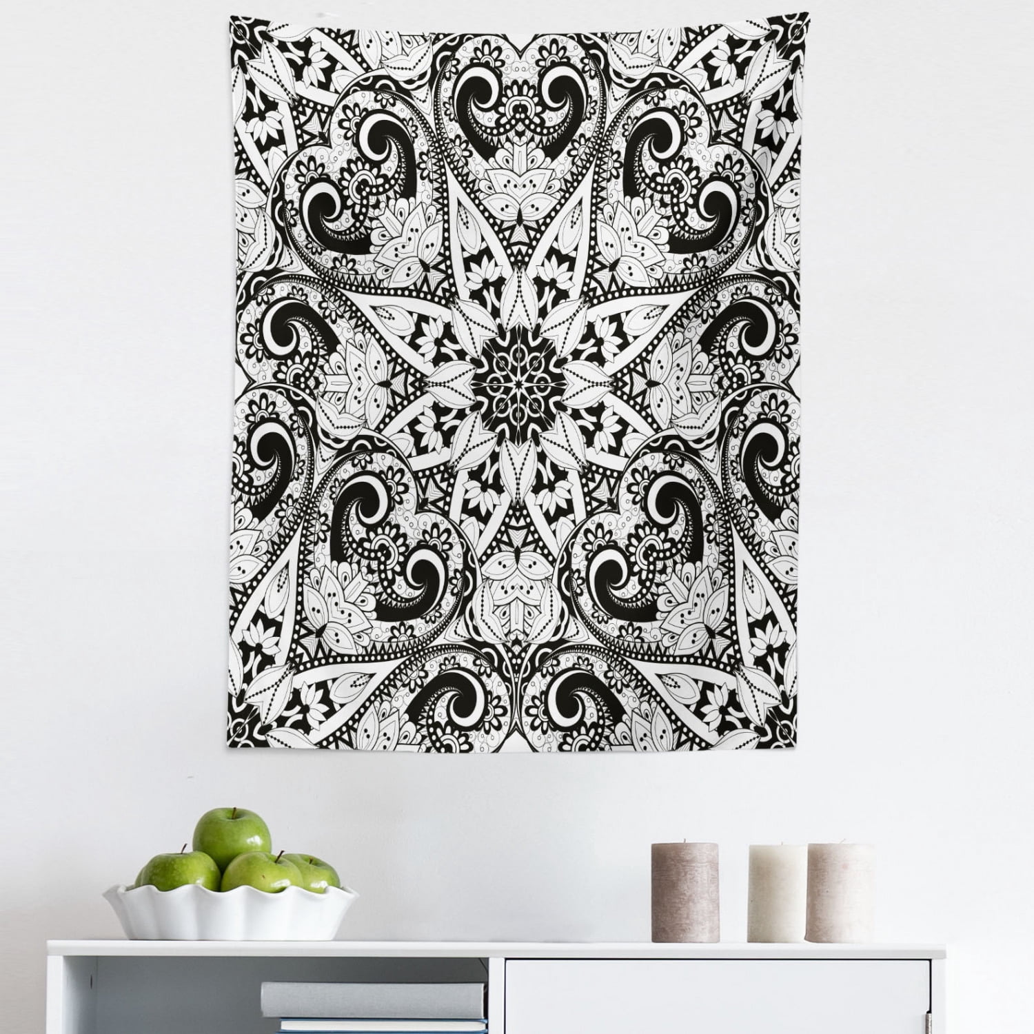 Mandala Tapestry, Eastern Style Lace Like Universe Pattern with Middle ...