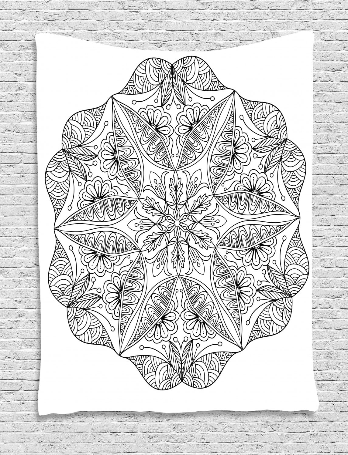 Mandala Tapestry, Hand Drawn Ethnic Indian Cosmos Symbol Spiritual ...