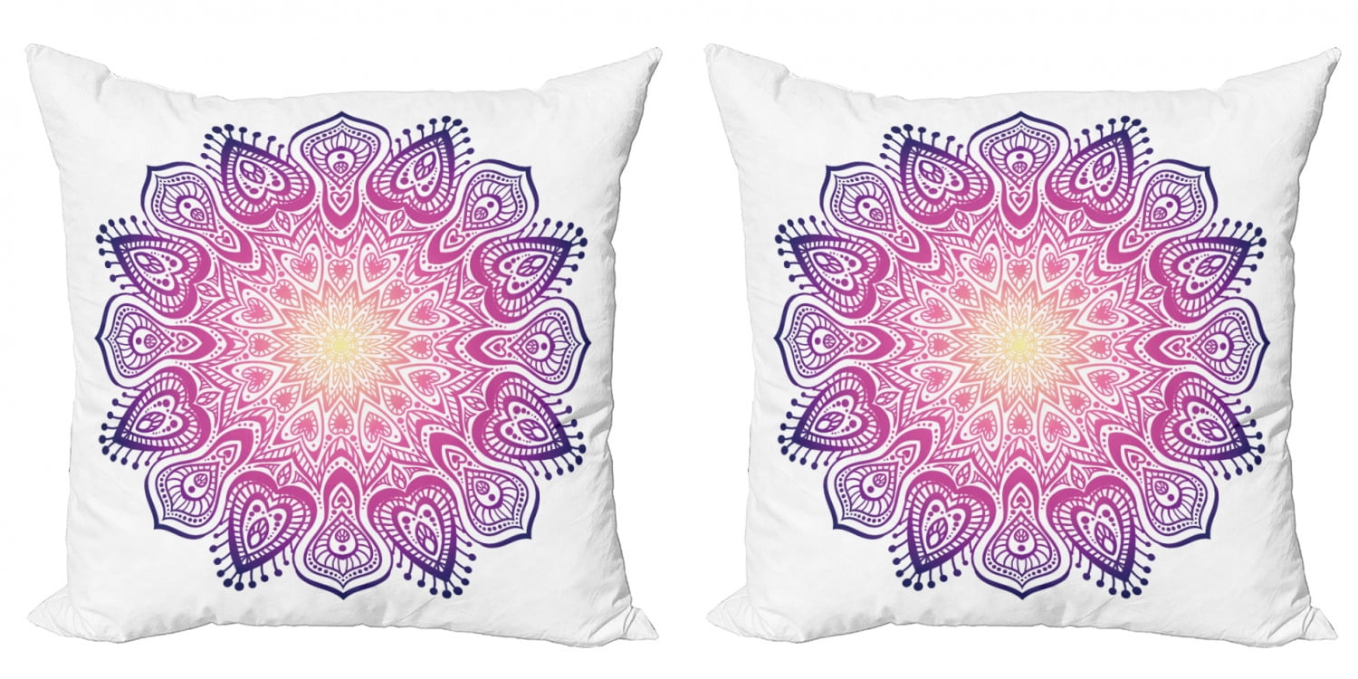 Ambesonne Mandala Throw Pillow Cover 2 Pack, Mediation Inspired Element ...