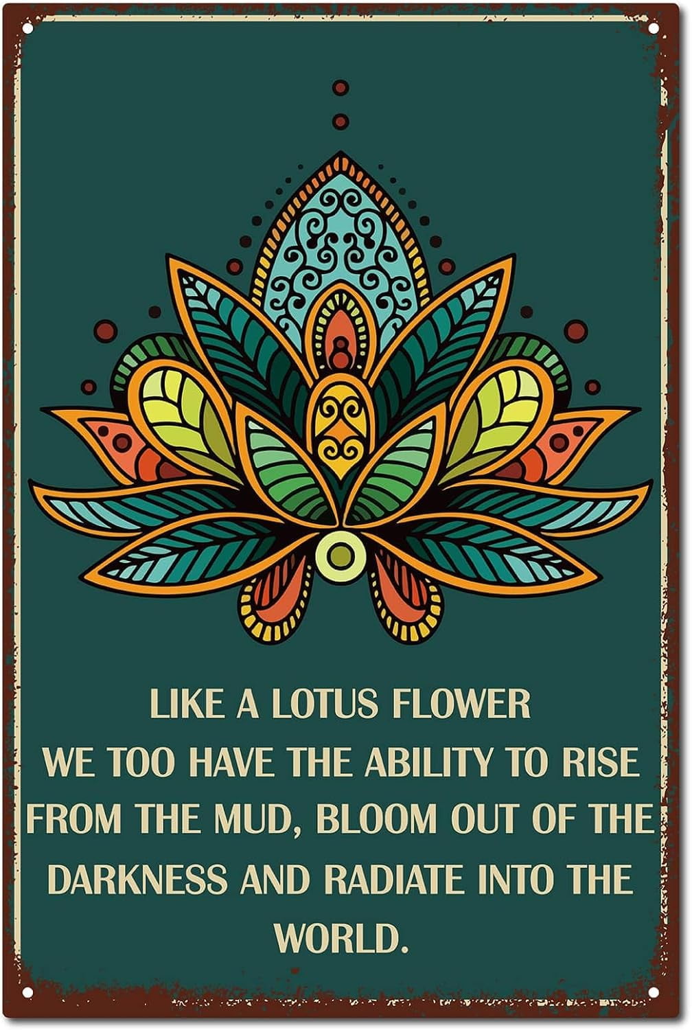 Mandala Tin Sign Vintage Metal Sign Poster Retro Painting Plaque Iron ...