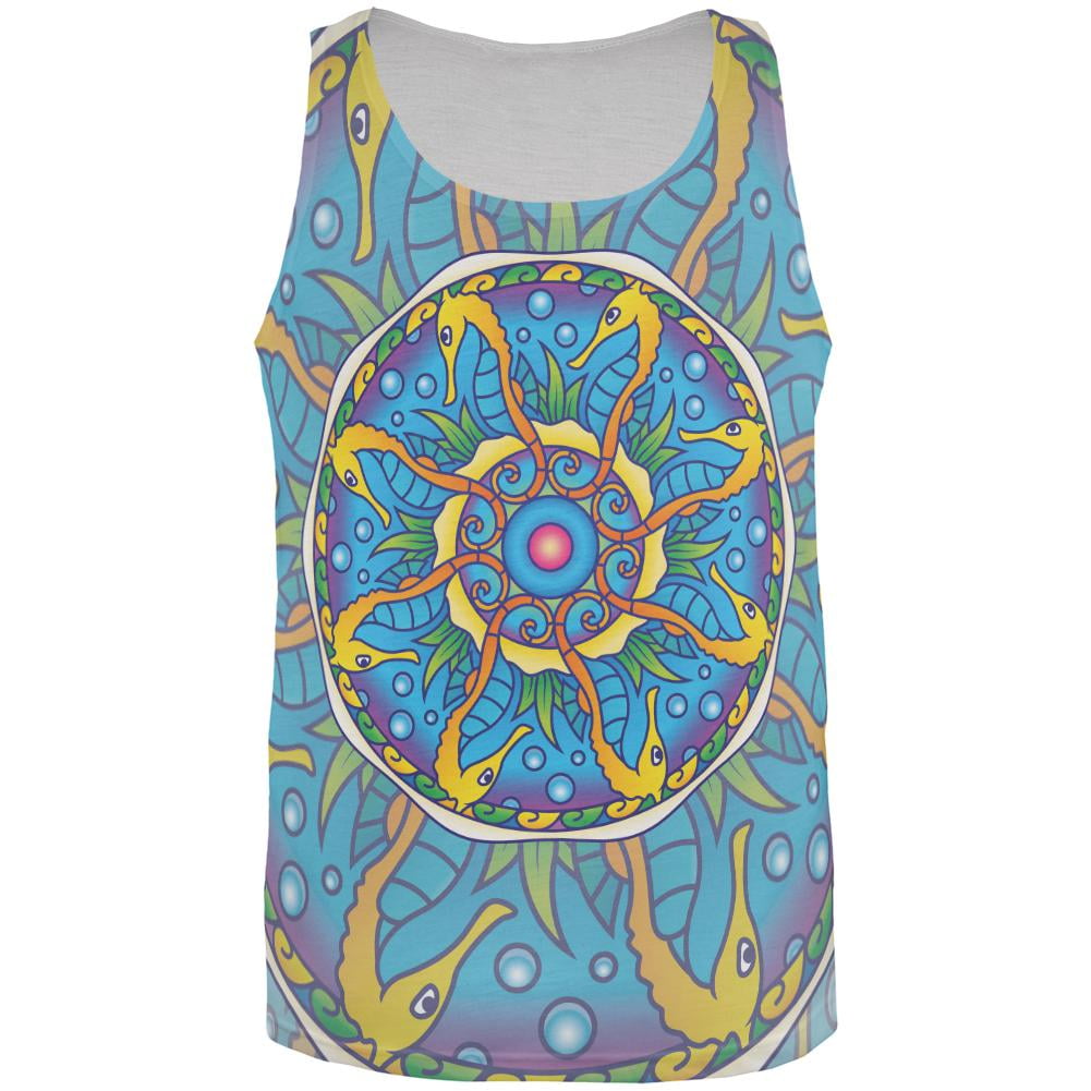 Mandala Trippy Stained Glass Seahorse All Over Mens Tank Top Multi 2XL ...