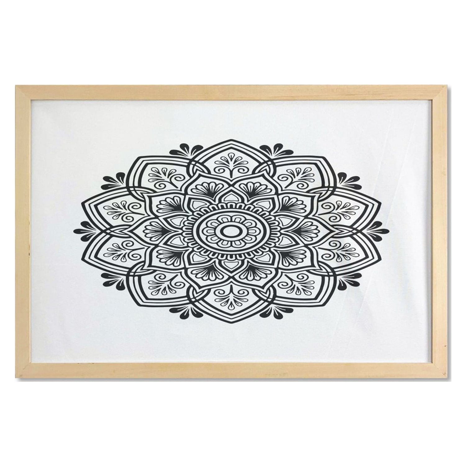 Mandala Wall Art with Frame, Simple Monochrome Floral and Botanical ...