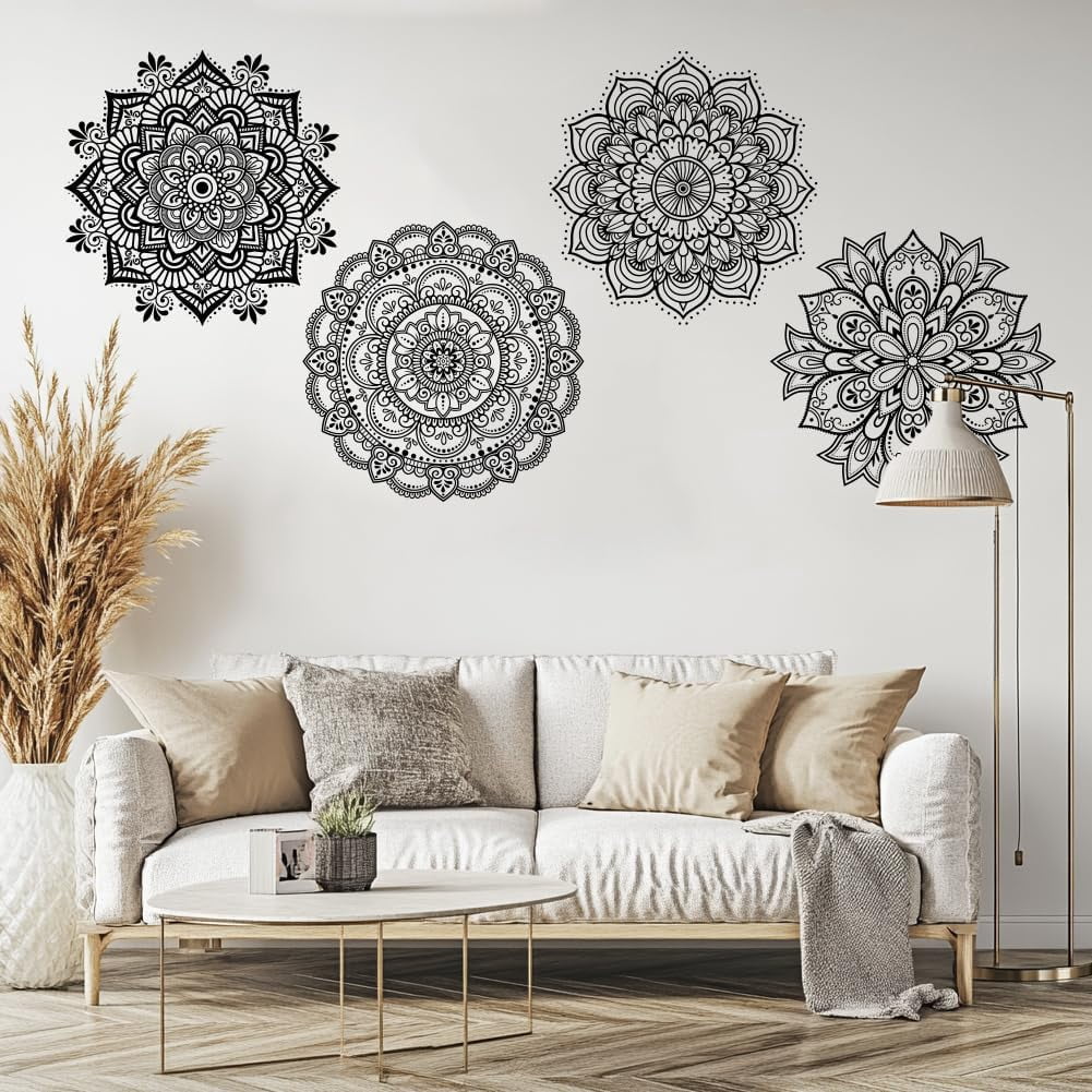 Mandala Wall Stickers Half Wall Art Stickers Indian Flower Wall Decals ...