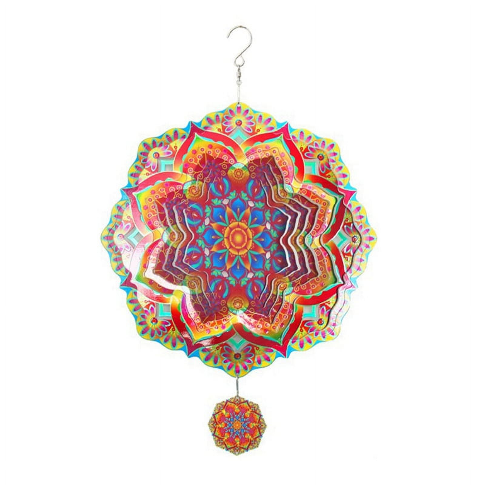 Mandala Wind Spinner Metal 3D Rotating Windchimes Luxury Art Garden ...