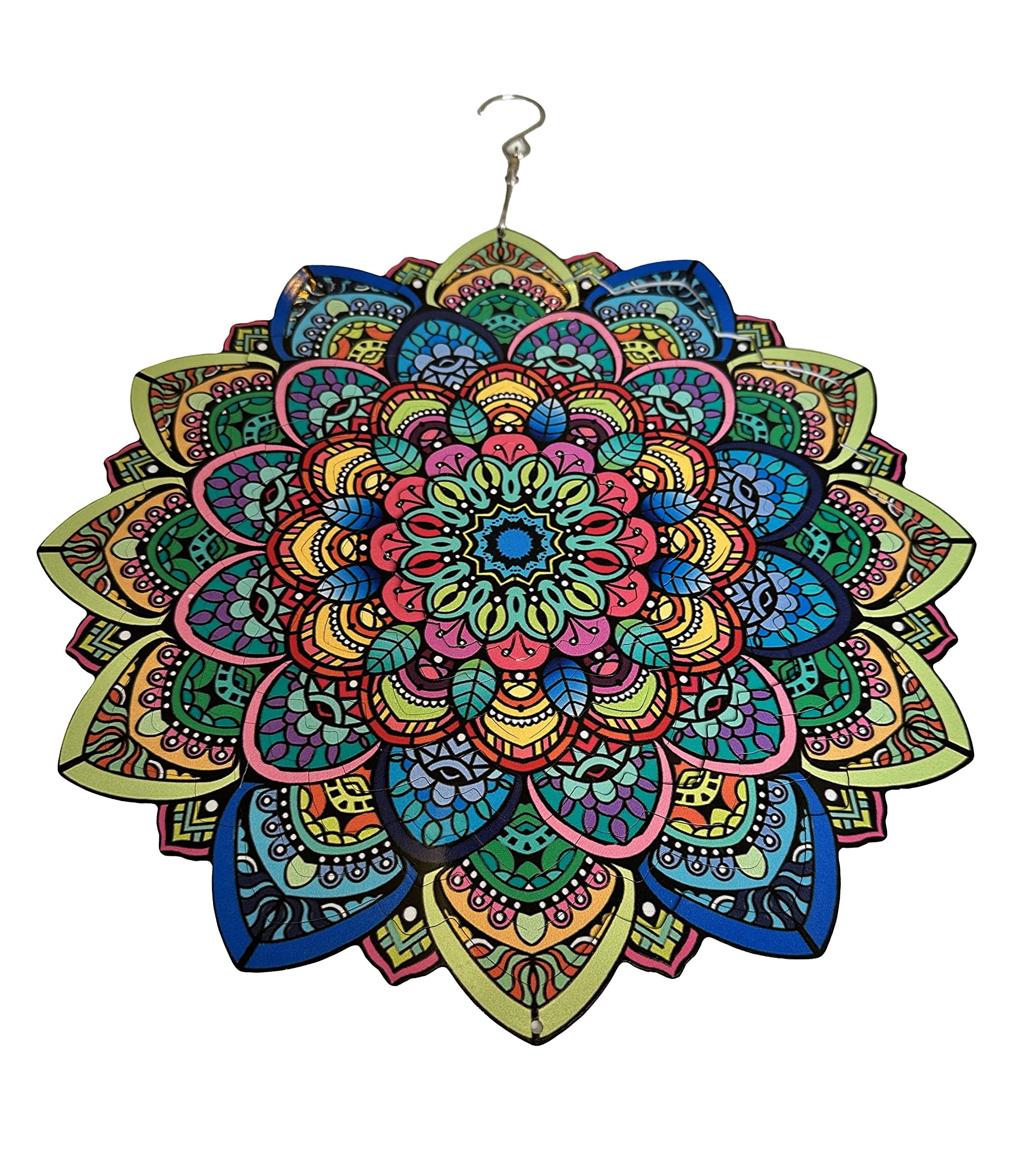 Mandala Wind Spinners for Yard and Garden, 3D Stainless Steel Hanging ...