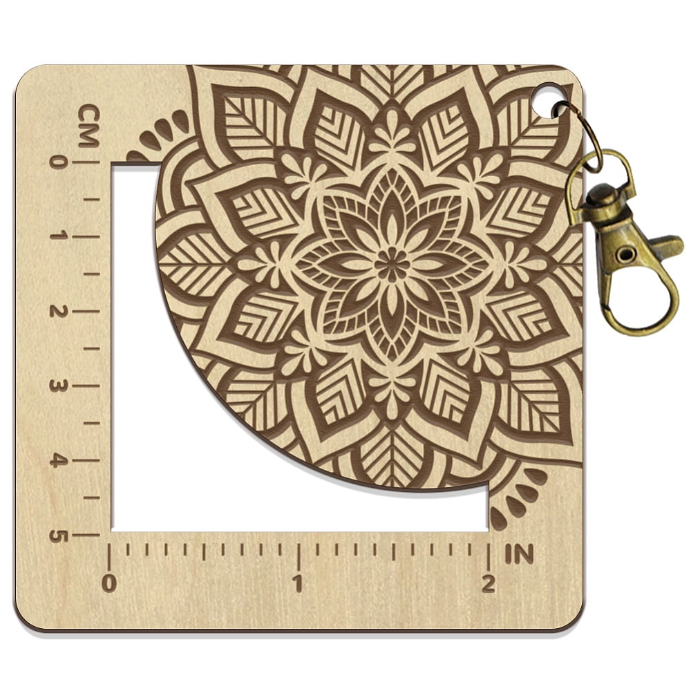 Mandala Wooden Knitting Gauge Stacked Flowers Pattern Spinning Control ...