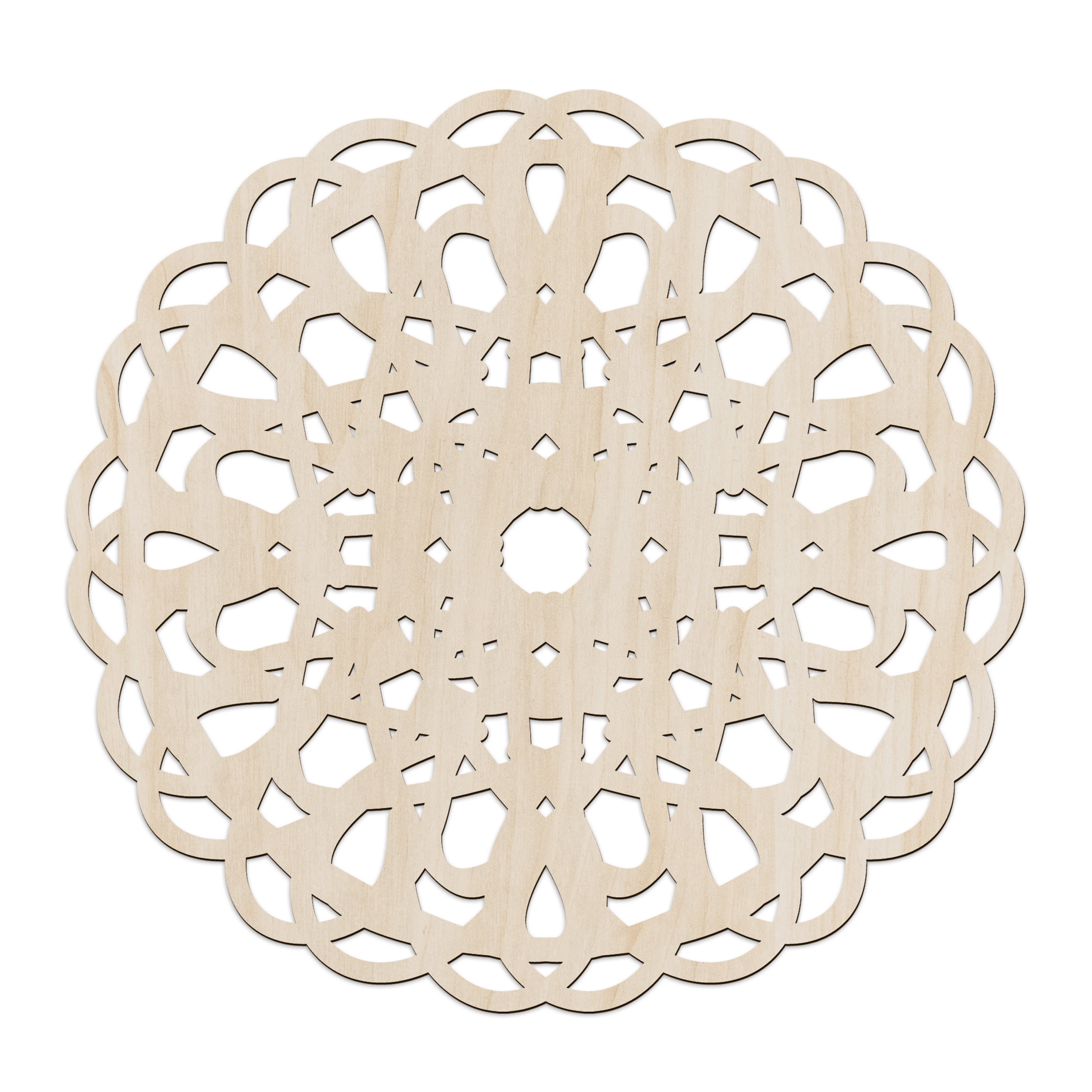Mandala Wooden Wall Art, Bohemian Bloom of Circles Harsh Details, Birch ...