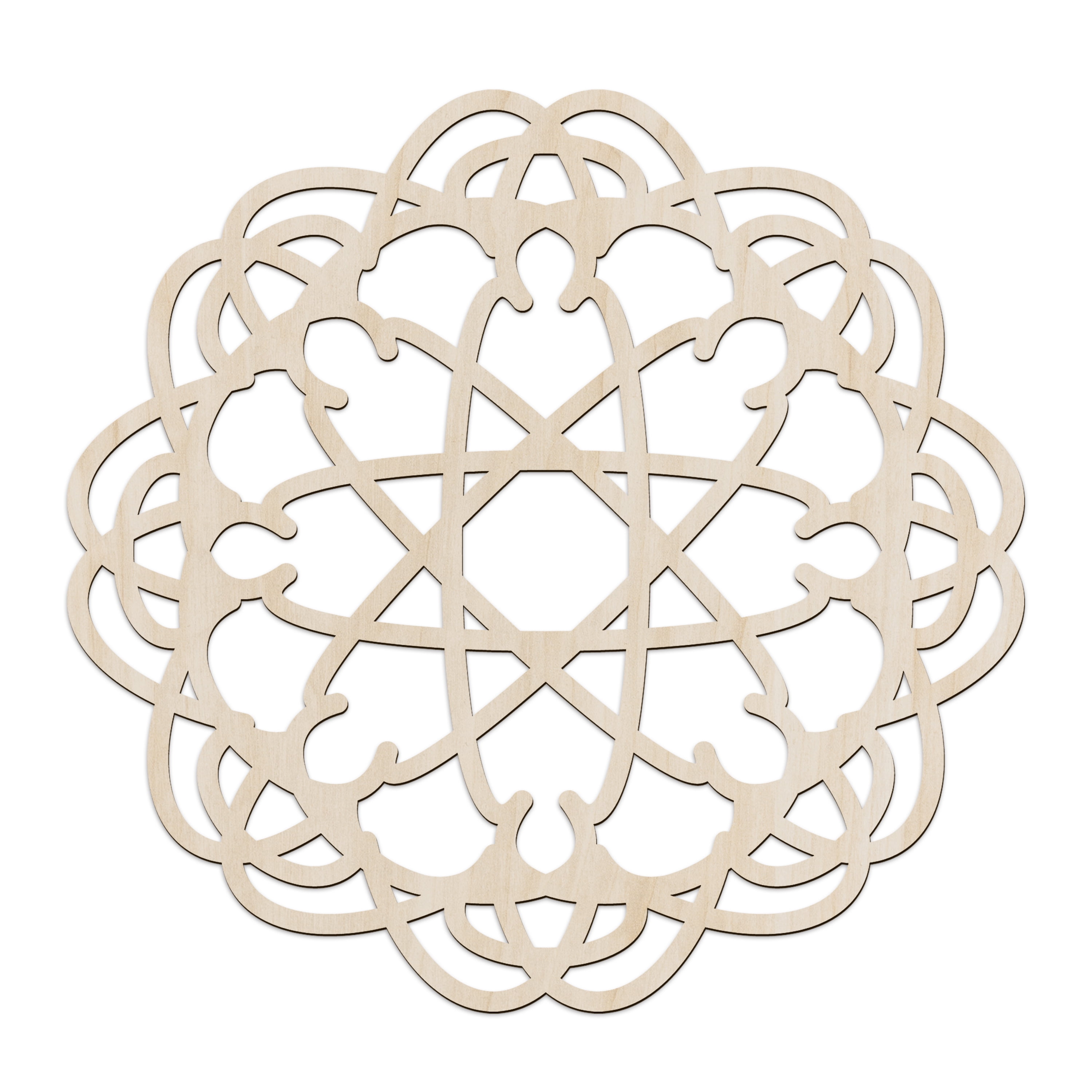 Mandala Wooden Wall Art, Folk Design Rococo Influenced Mesh , Birch ...