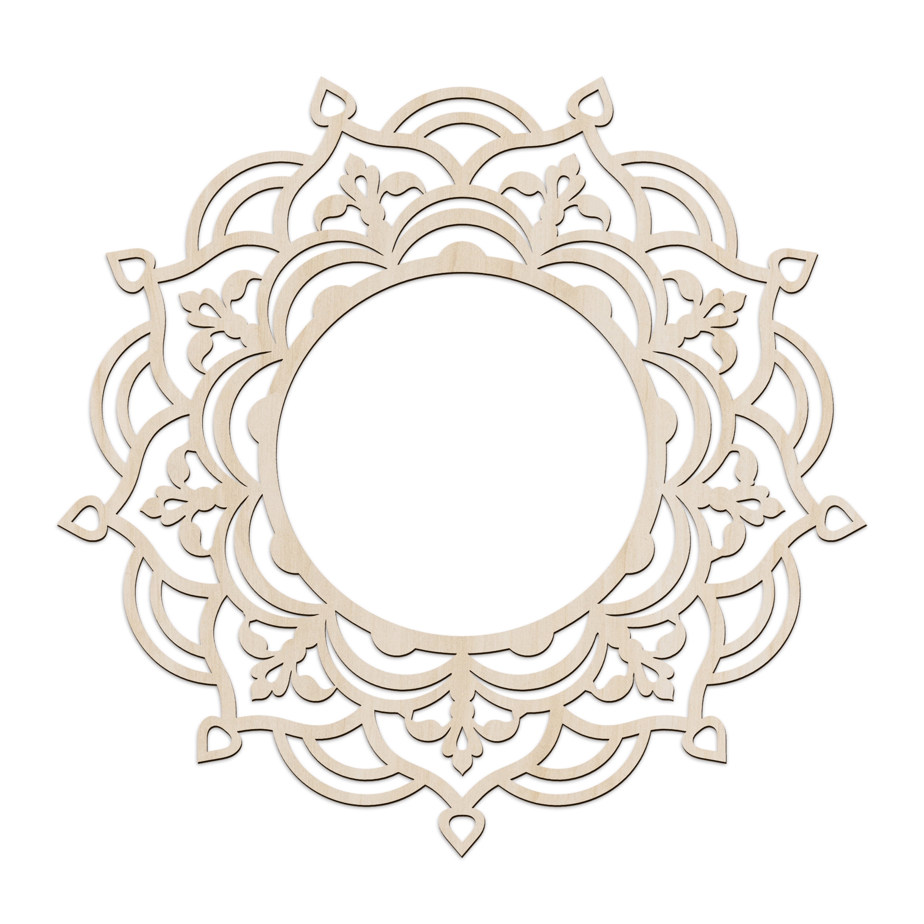 Mandala Wooden Wall Art, Oriental Arabesque Swirls Royal Rococo, Birch ...