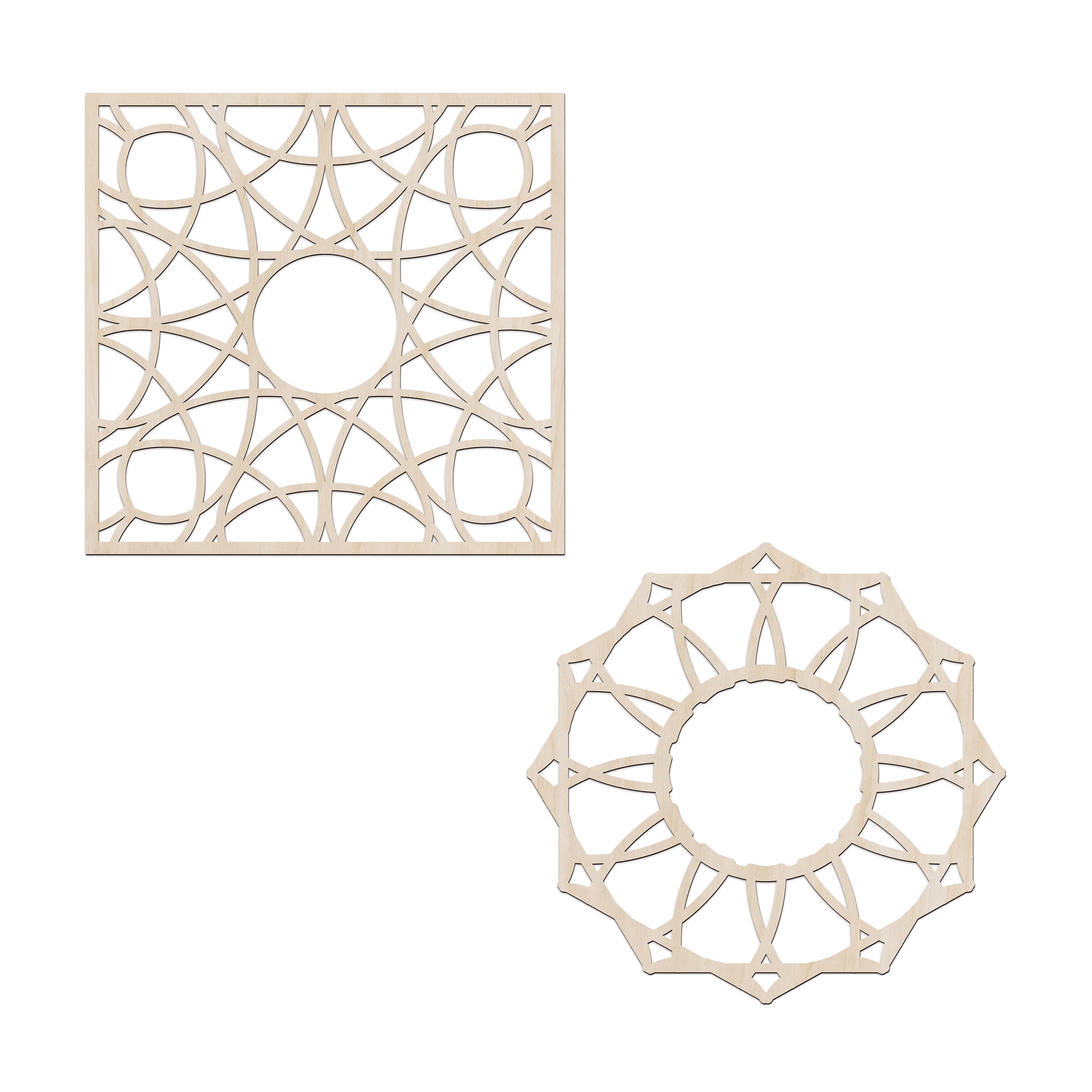 Mandala Wooden Wall Art Set of 2, Bohemian Web Mesh and Symmetric ...