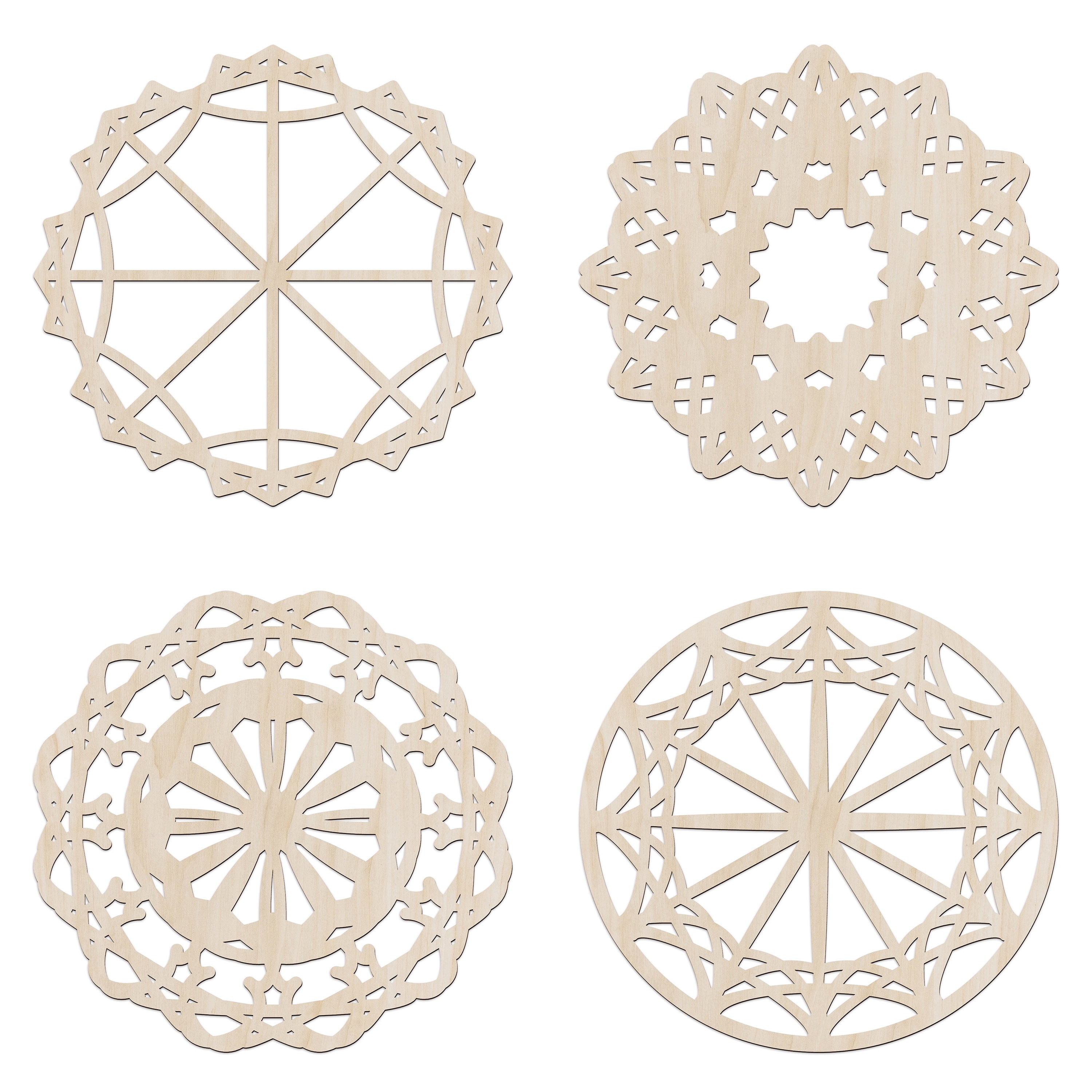 Mandala Wooden Wall Art Set of 4, Ethnic Medallion Look Royal Forms ...