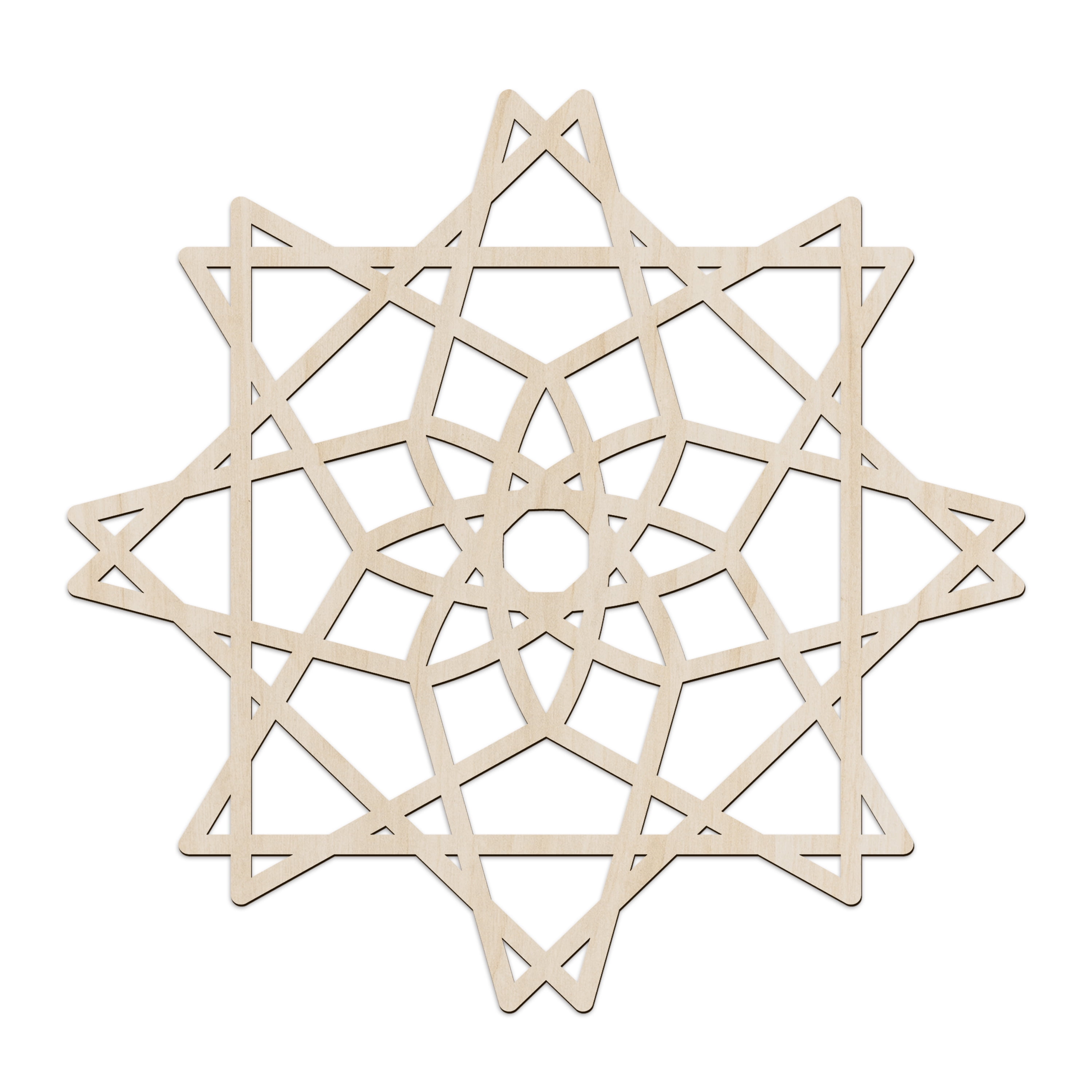 Mandala Wooden Wall Art, Star Shaped Design Square Look Lotus, Birch ...