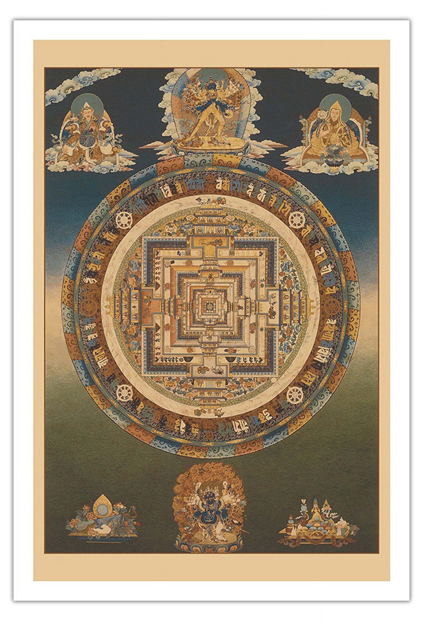 Mandala of Kalachakra (Cycle of Time) - Vintage Tibetan Thangka ...