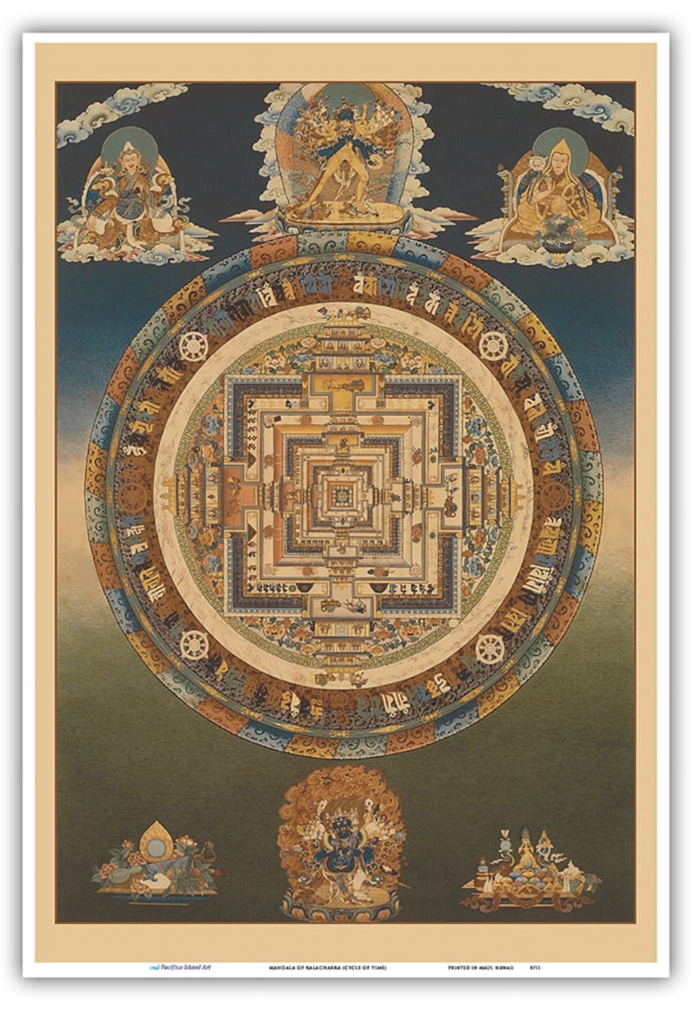 Mandala of Kalachakra (Cycle of Time) - Vintage Tibetan Thangka ...