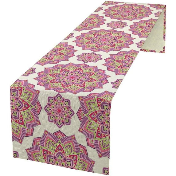 Mandalas Flower Table Runner Red Elegant Oriental Abstract Flowers ...