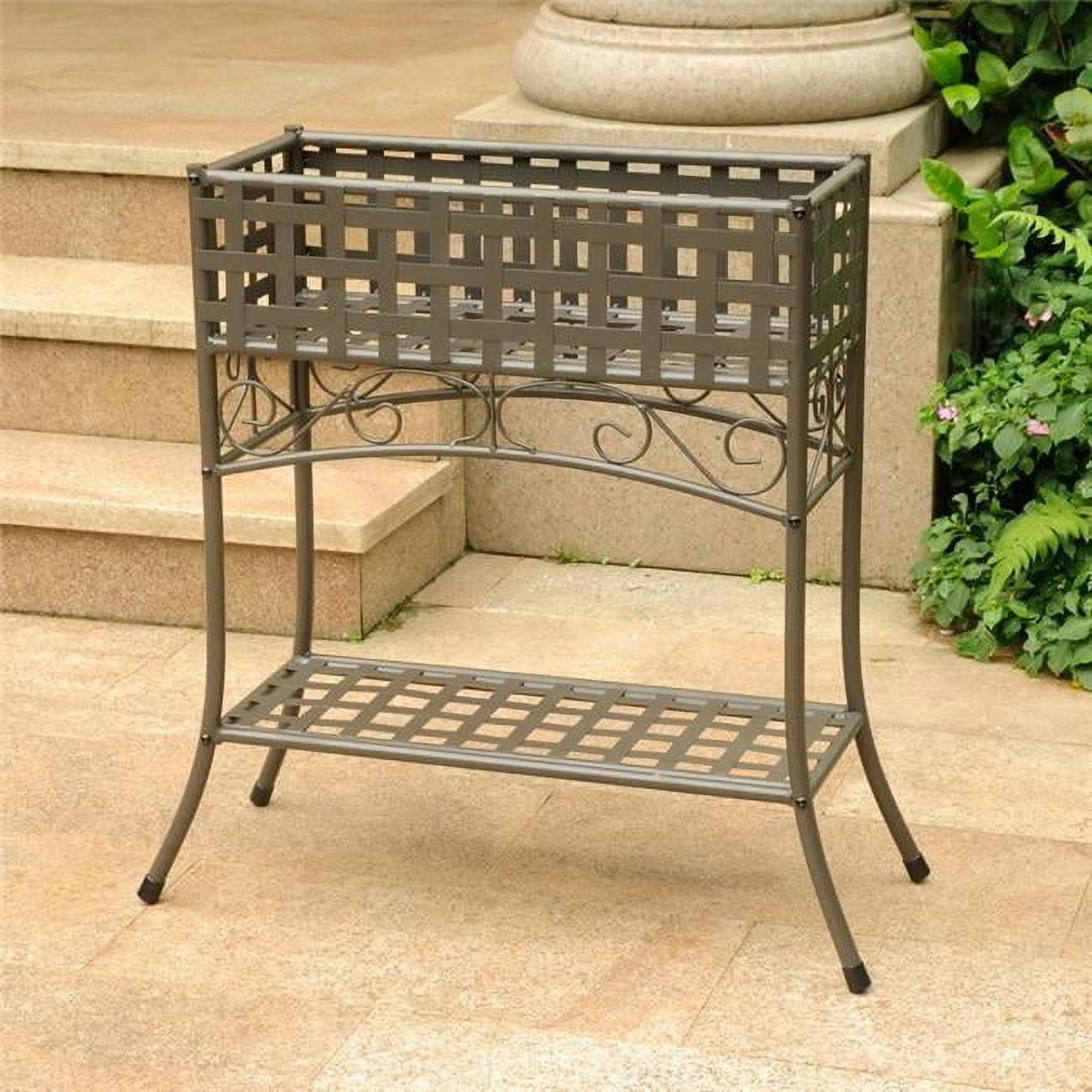 Mandalay Iron Rectangular Plant Stand, Rustic Brown - Walmart.com