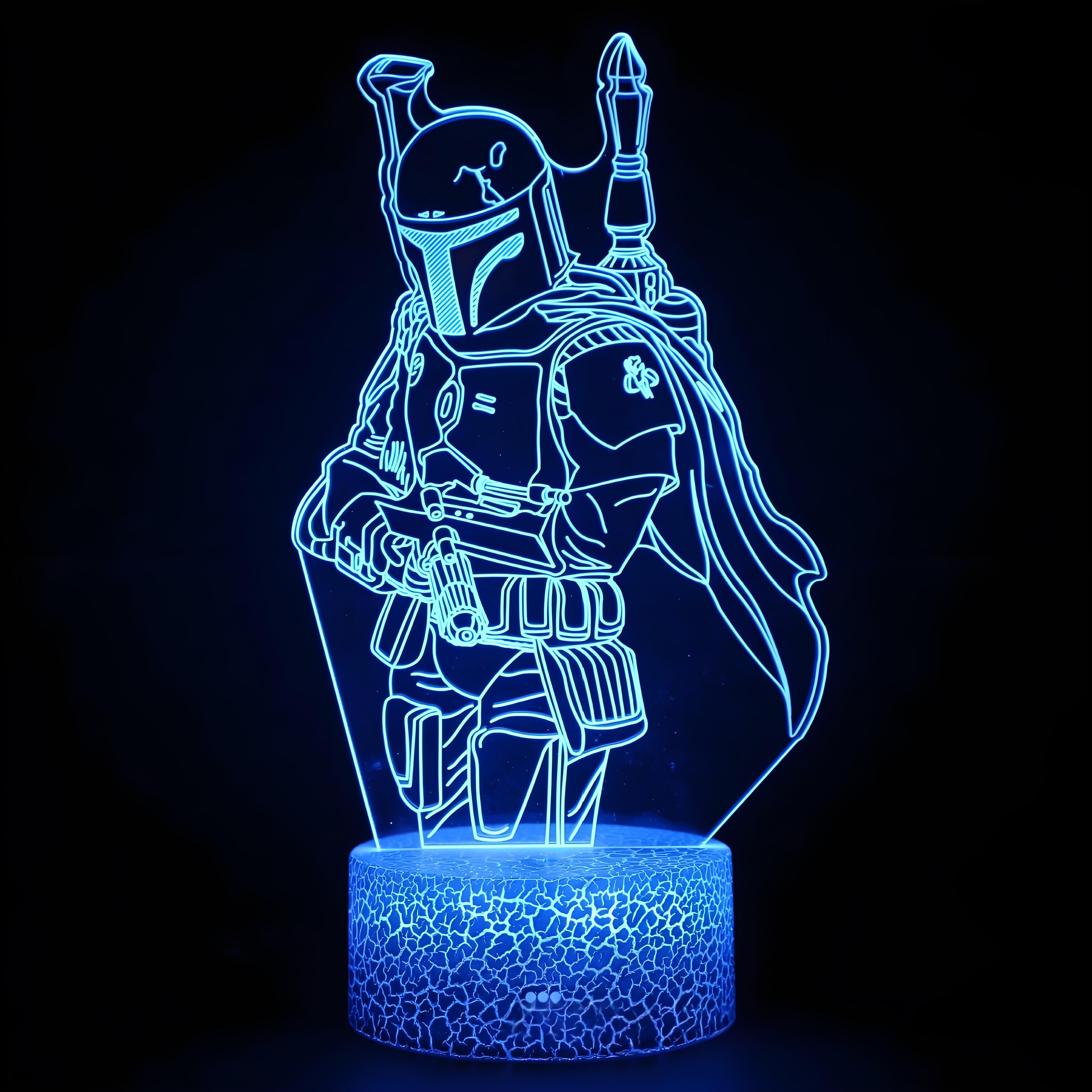 Mandalorian 3D Illusion Platform Night Lights Touch Switch 16 Color ...