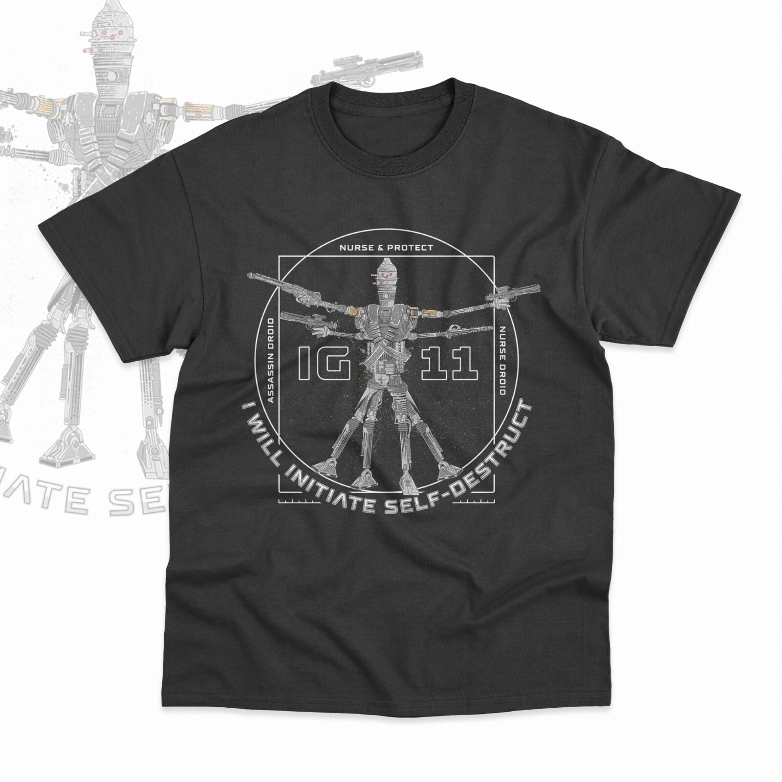 Mandalorian Vitruvian Mando T-Shirt Droid Wars Star Bounty Hunter Funny ...