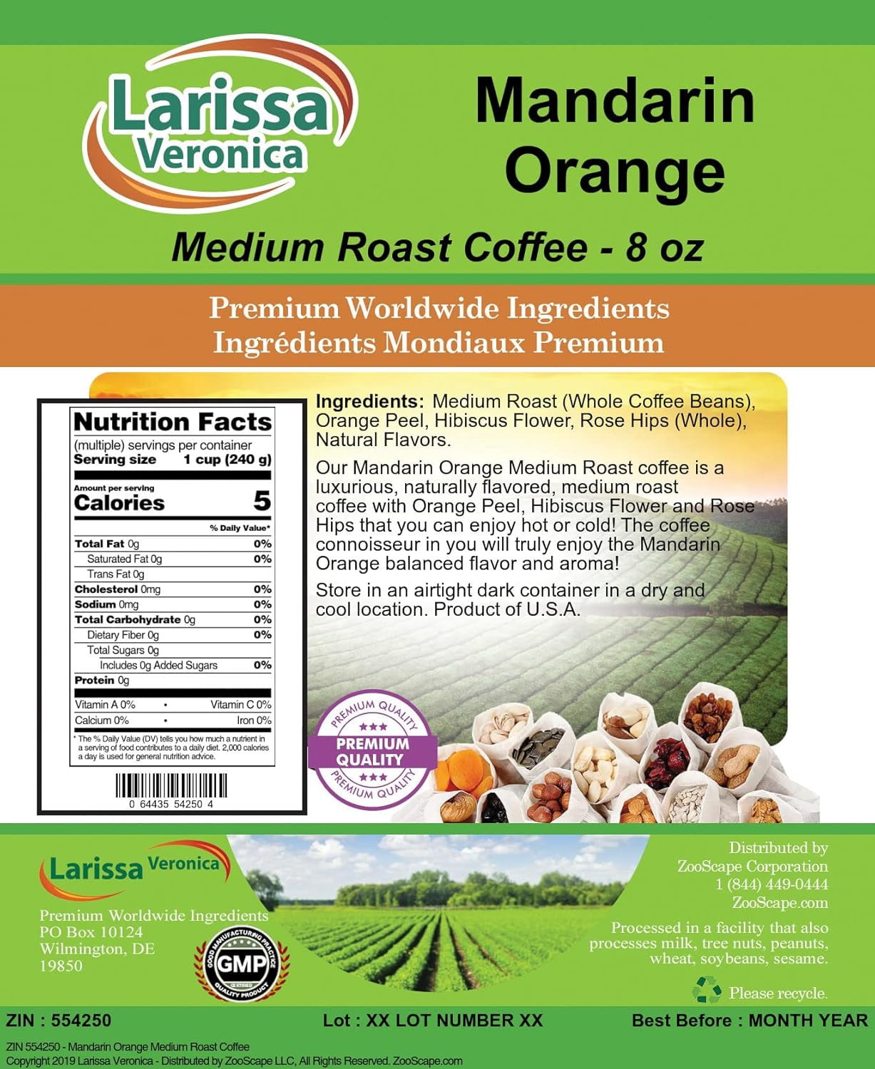 Mandarin Orange Medium Roast Coffee (Gourmet, Naturally Flavored, Whole ...